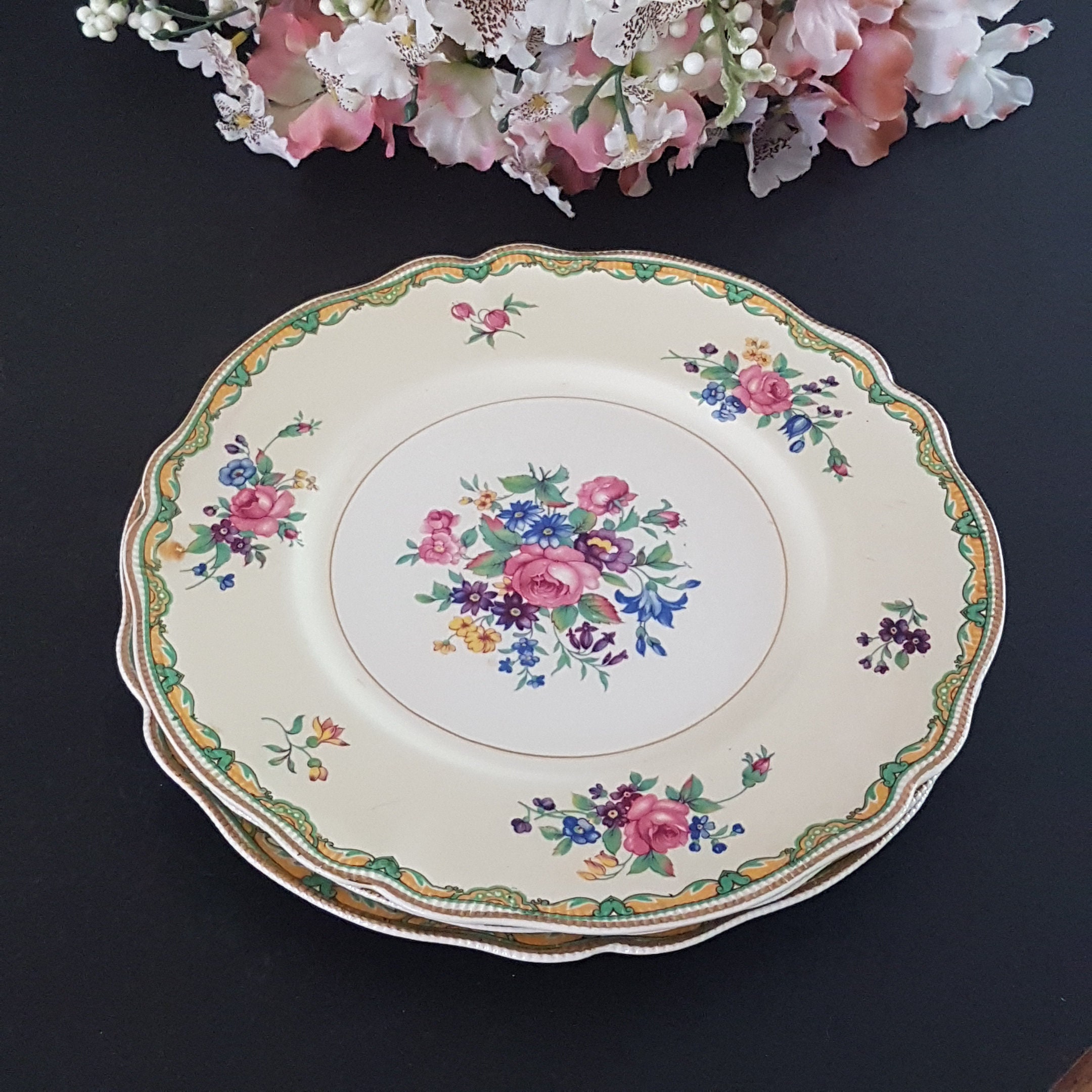 Vintage Johnson Brothers SUMMER 9 Luncheon Plate Set of 3, Floral ...
