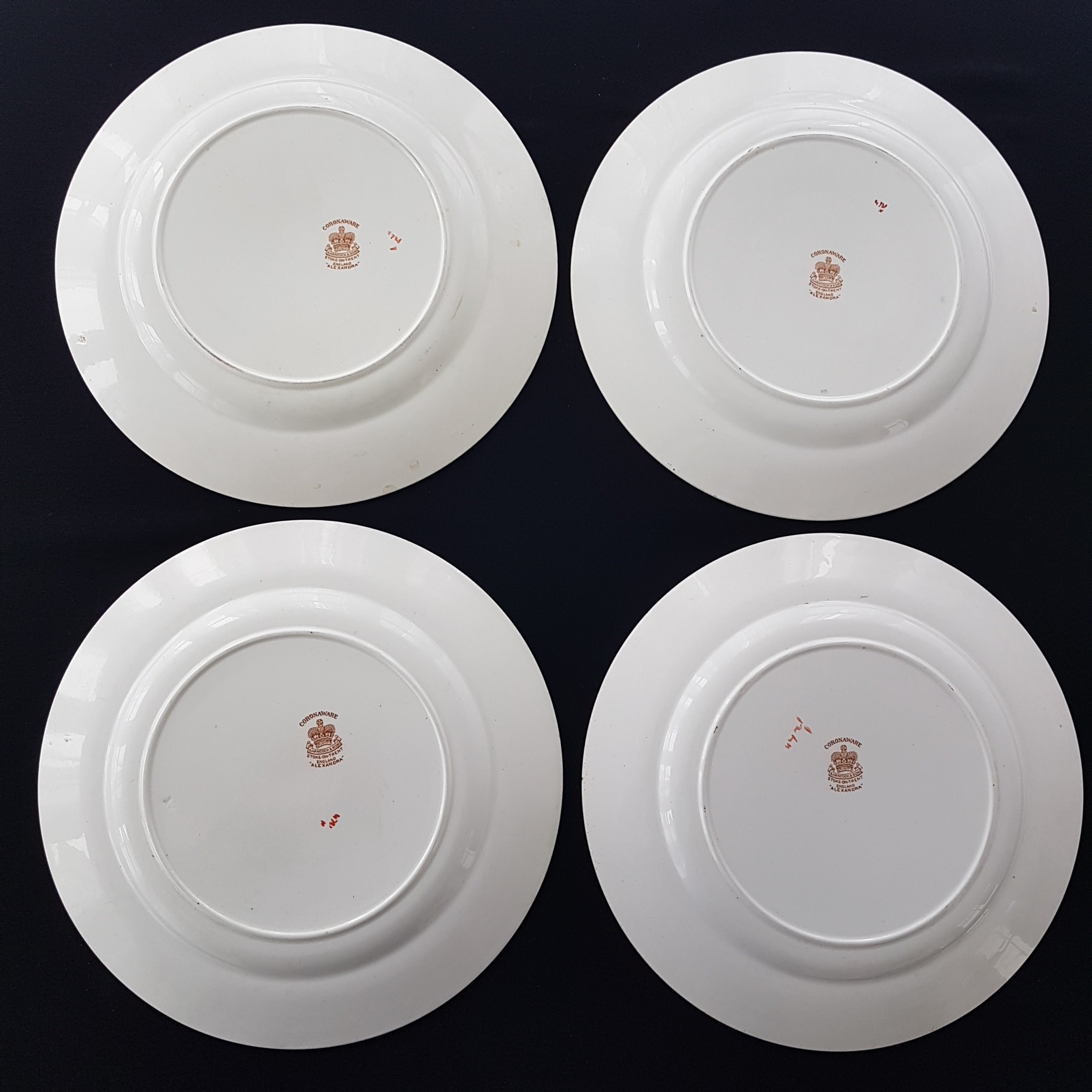 ALEXANDRA Dinner Plates by S (Sampson) Hancock and Sons Coronaware, 10. ...