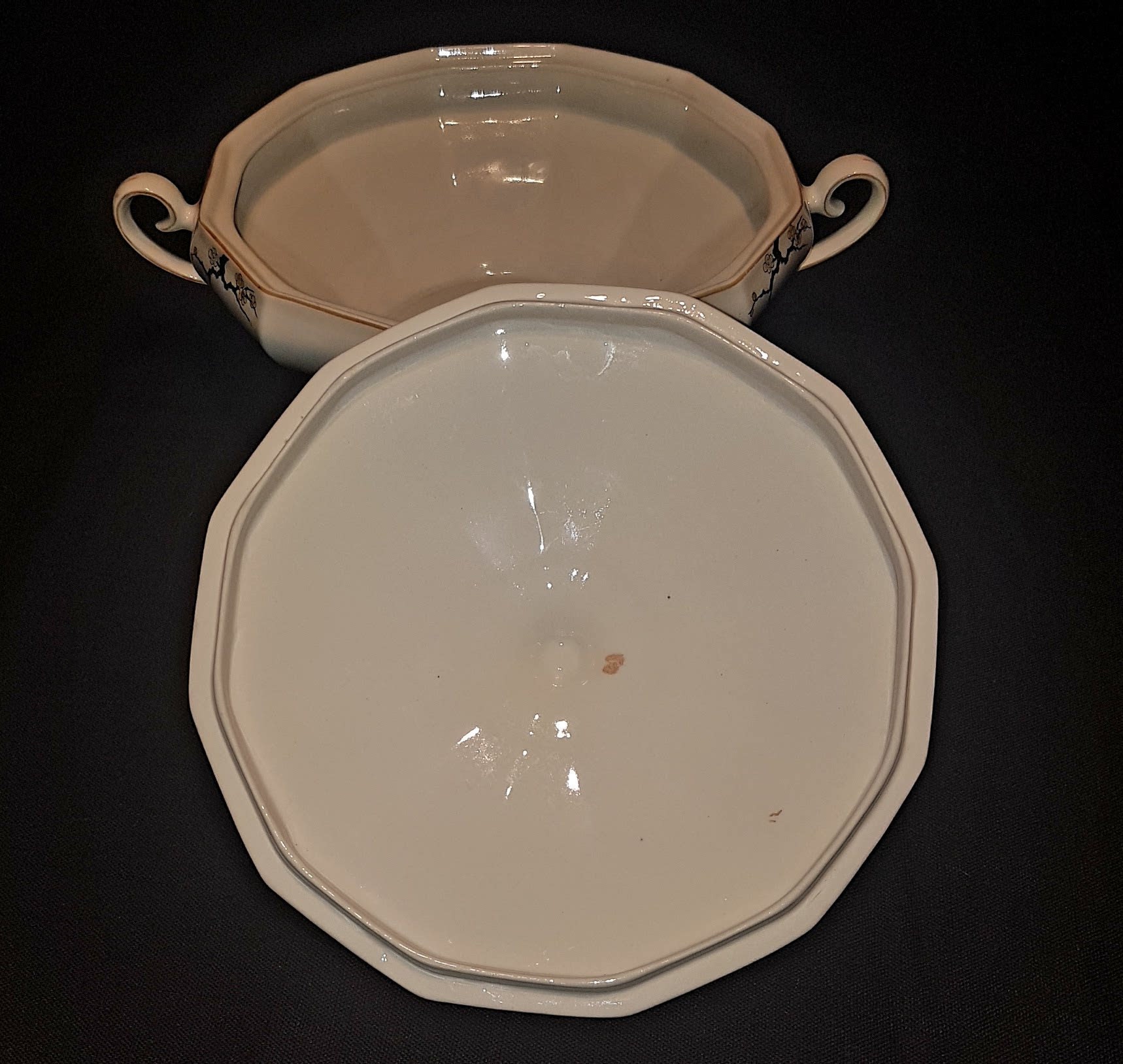 RARE Myott, Art Nouveau, BLOSSOM Pattern, Yellow Flowers, Bold Black ...