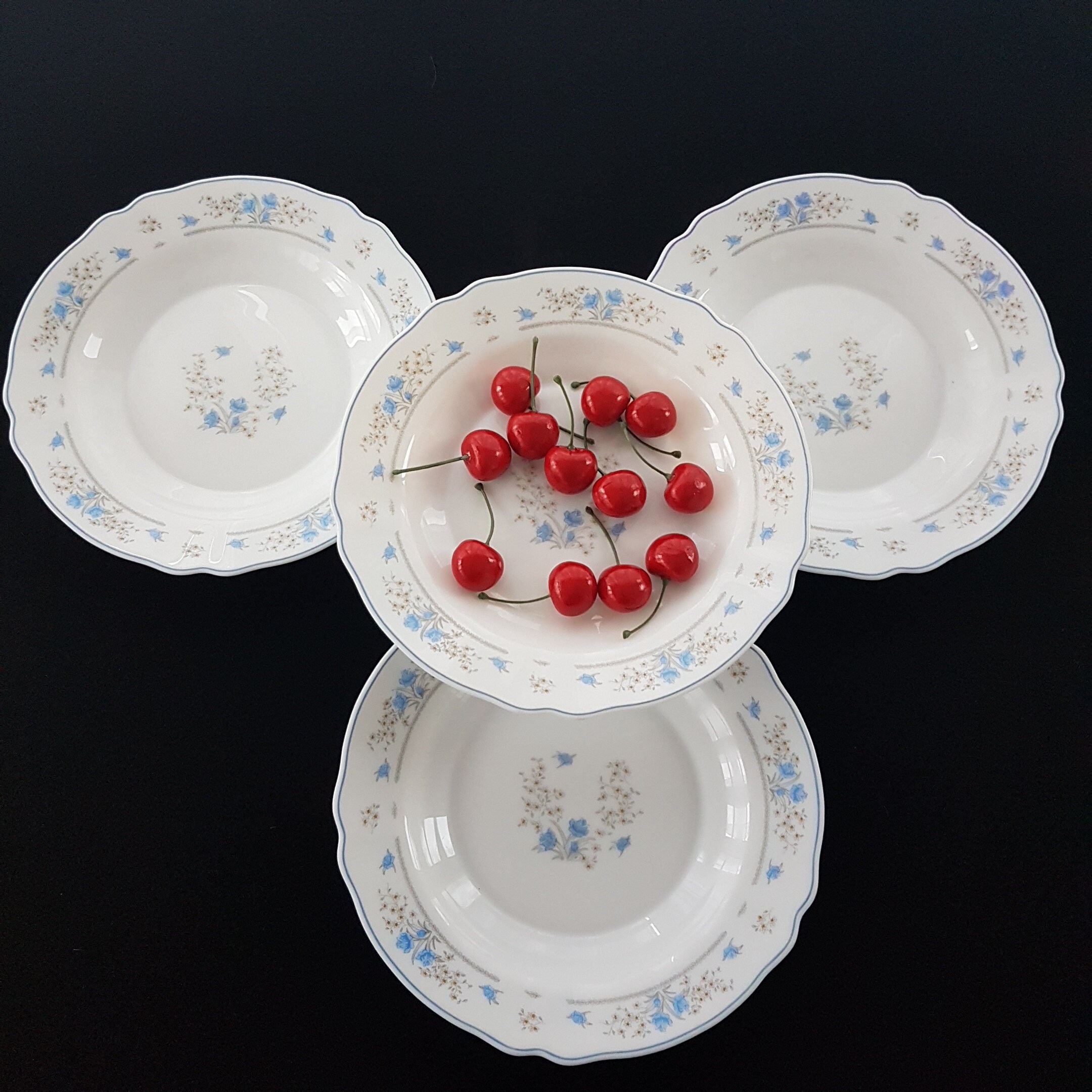 Arcopal ROMANTIQUE, 9 Inch Large Rim Soup Bowl, Set of 4, Milk Glass ...