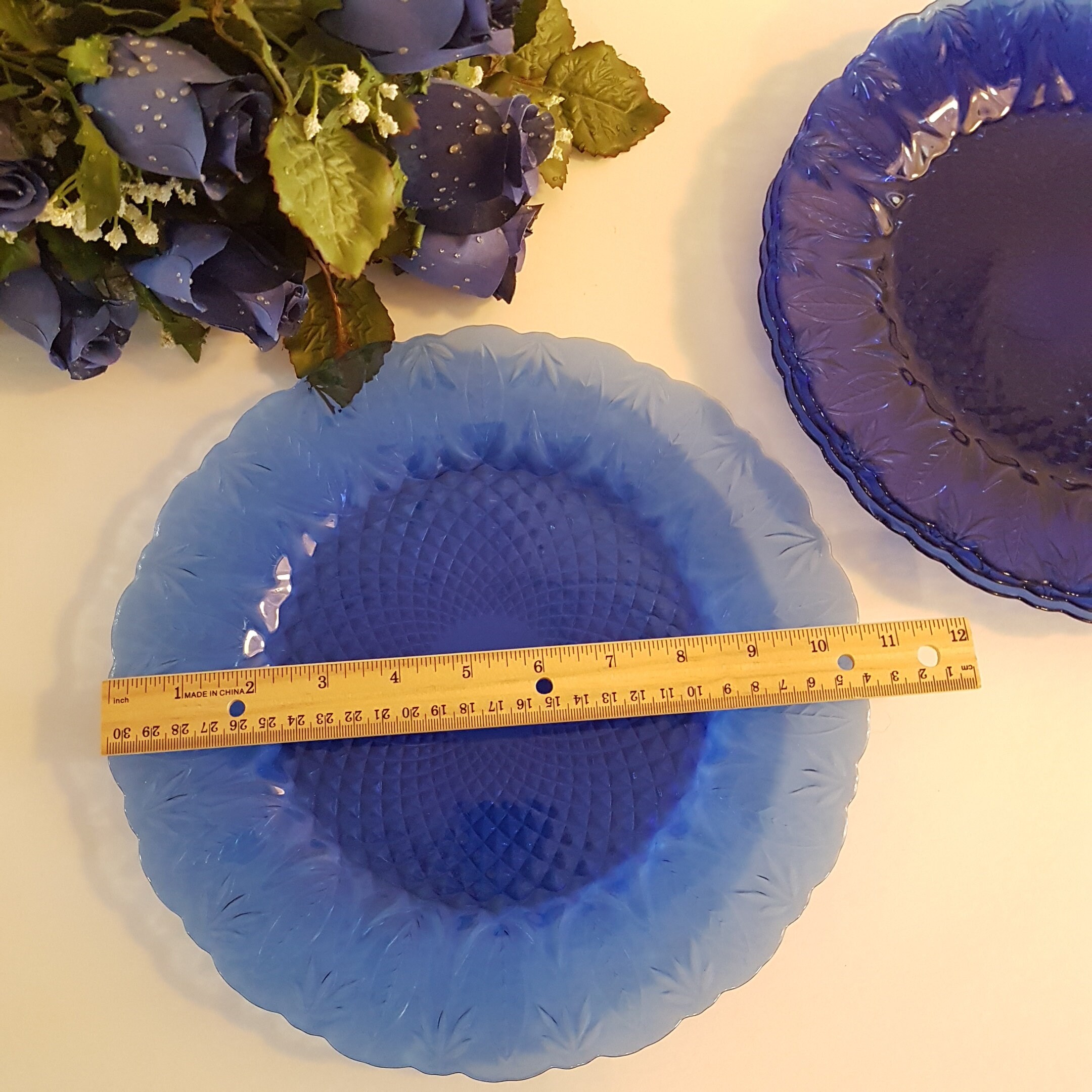 Vintage Royal Sapphire Crystal by Avon, 10.5 Dinner Plates, Set of 4 ...