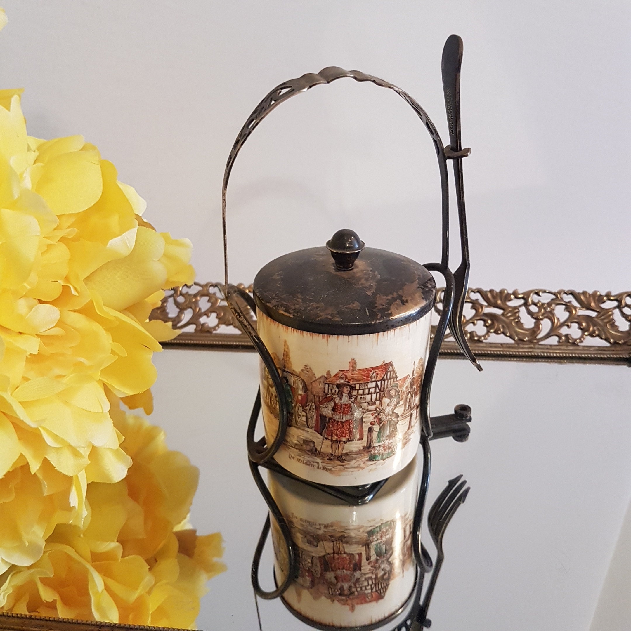 Vintage Sandland Ware YE OLDEN DAYS Porcelain Pickle Castor, Pickle Pot ...