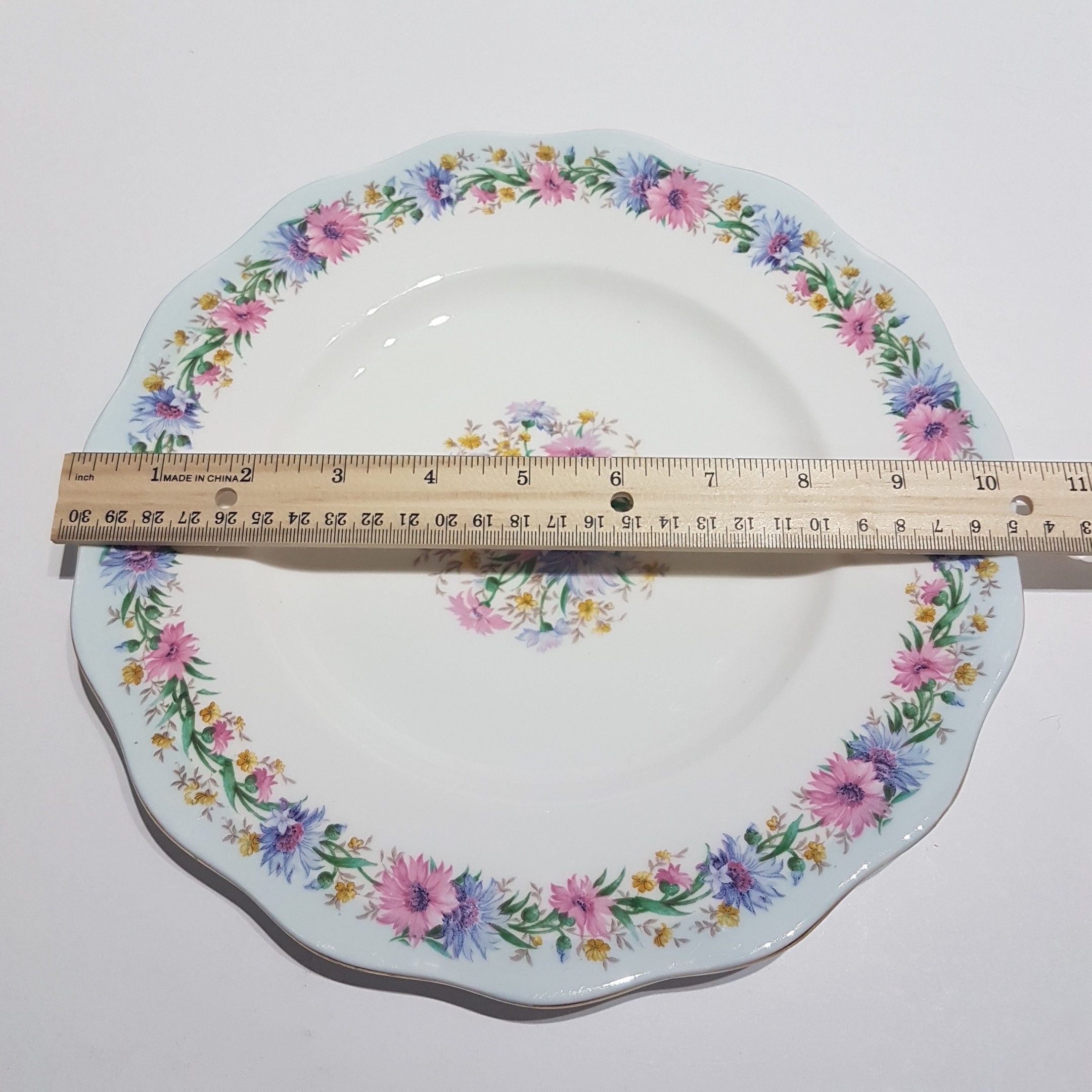 Set of 4 E. Brain Foley Blue CORNFLOWER Bone China 10 1/4 Dinner Plates ...