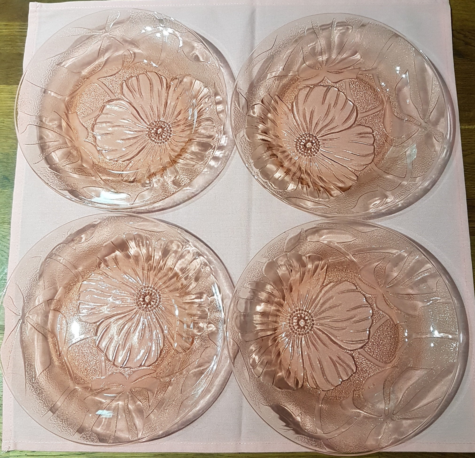 RESERVED - Vintage Pink KIG Indonesia Glass Bowls, Set of 4 Salad ...