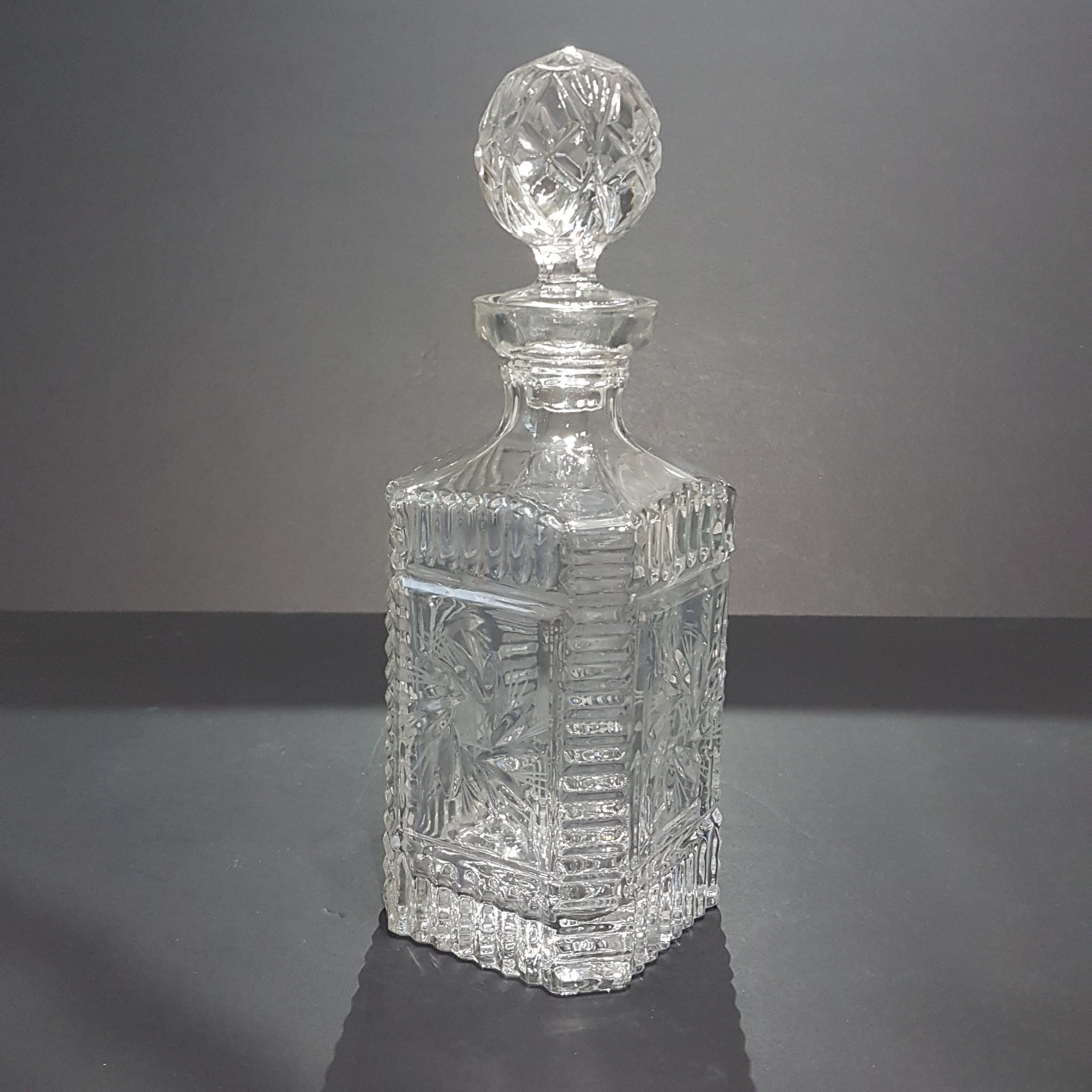 Vintage American Brilliant Cut Pinwheel Crystal Liquor Decanter, Etched ...