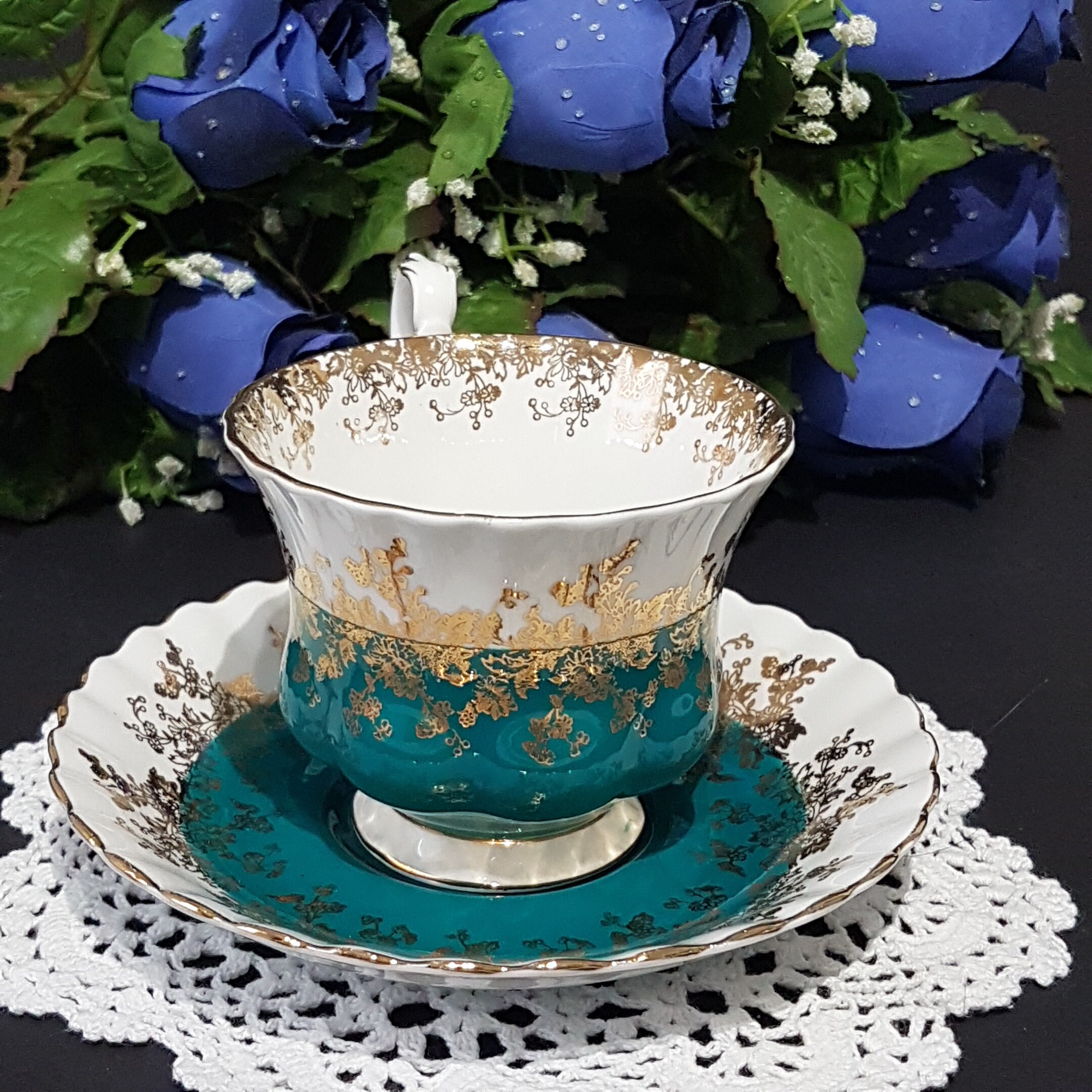 Royal Albert REGAL SERIES Tea Cup & Saucer, Pattern 4396 Teacup, Teal ...