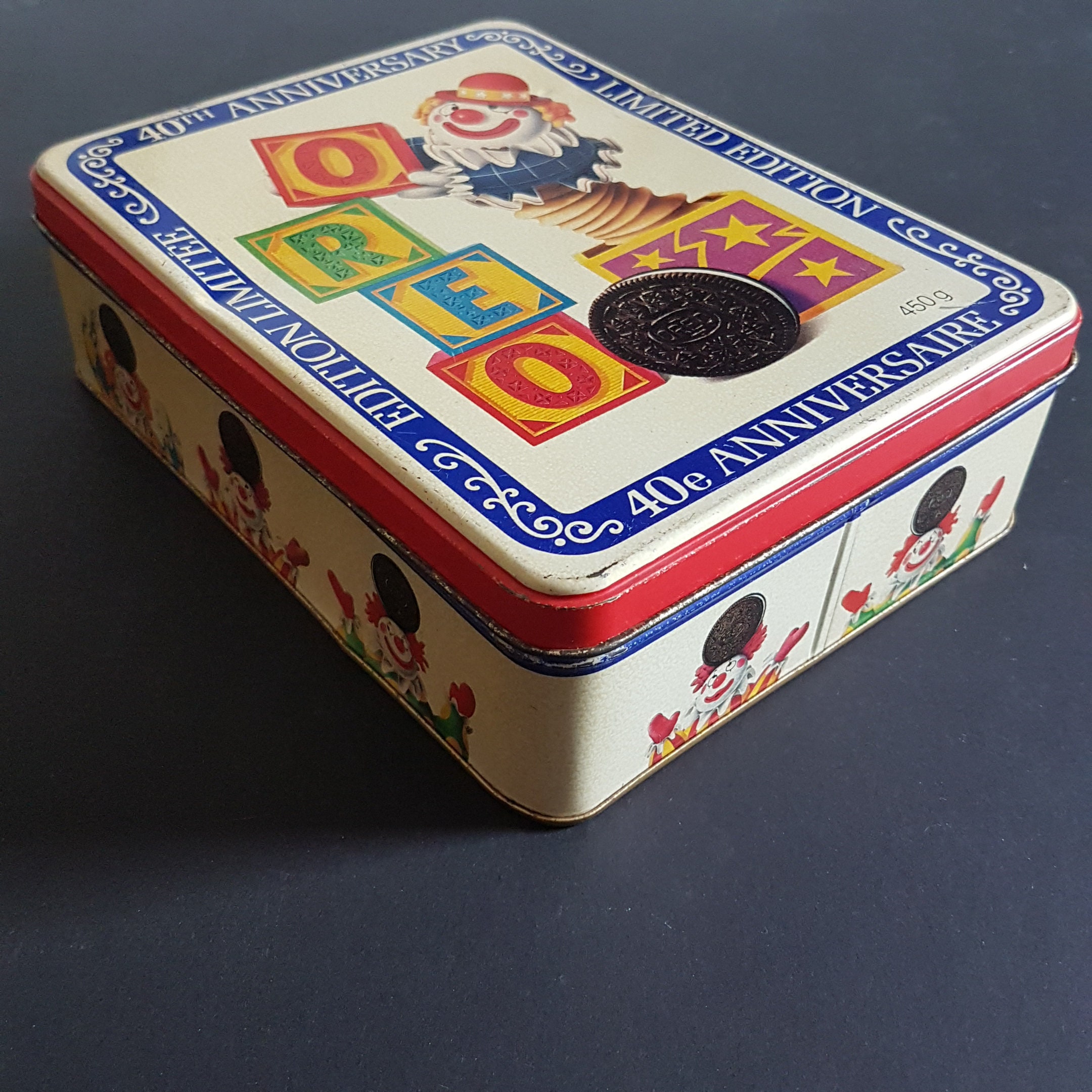 40th Anniversary Limited Edition Oreo Cookie Tin Box, Clown Biscuit Tin ...