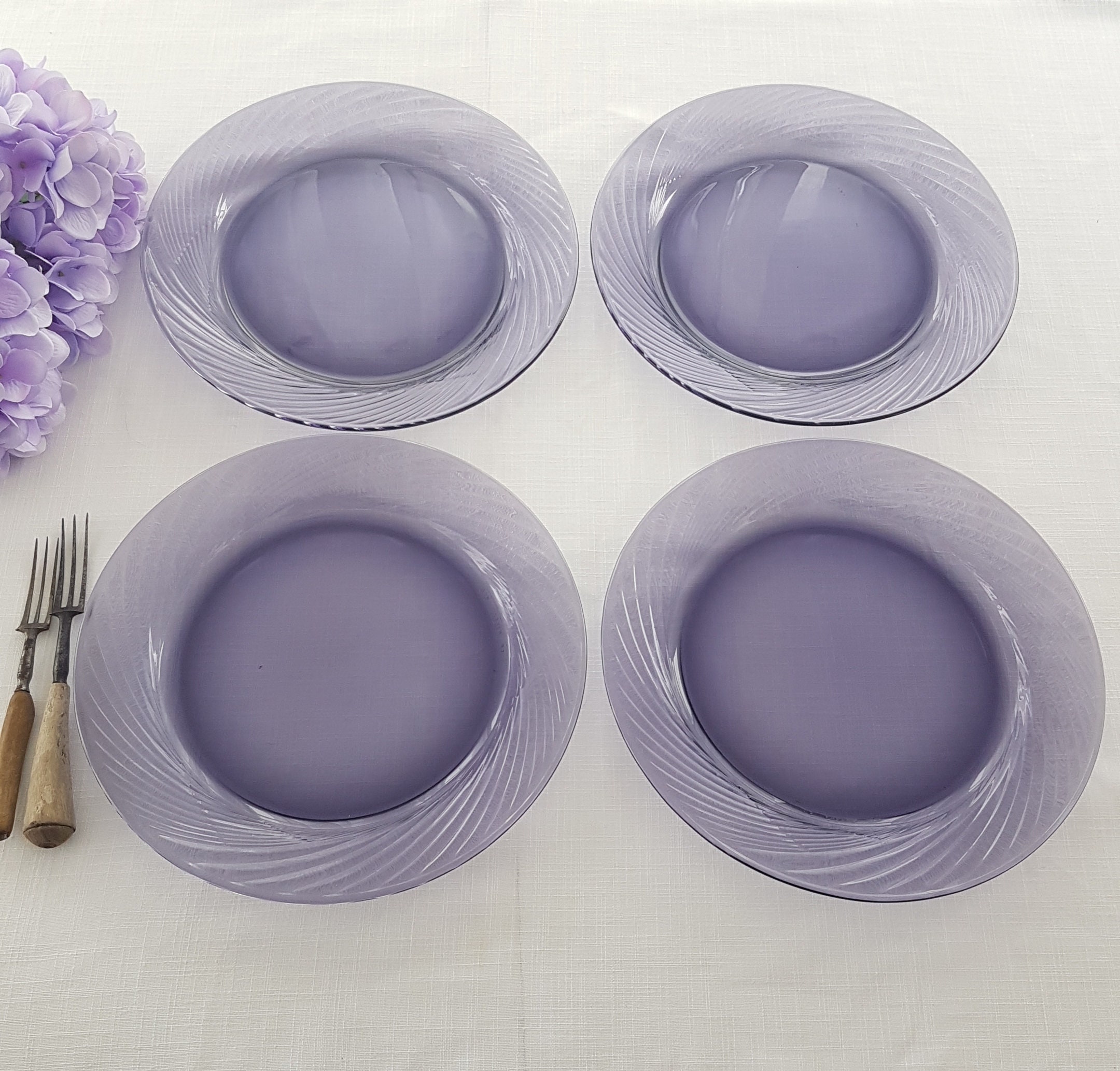 Pyrex Amethyst FESTIVA Purple Glass Dinner Plates 10 75 Inch Set Of 4 Pyrex Amethyst FESTIVA Purple Glass Dinner Plates 10 75 Inch Set Of 4