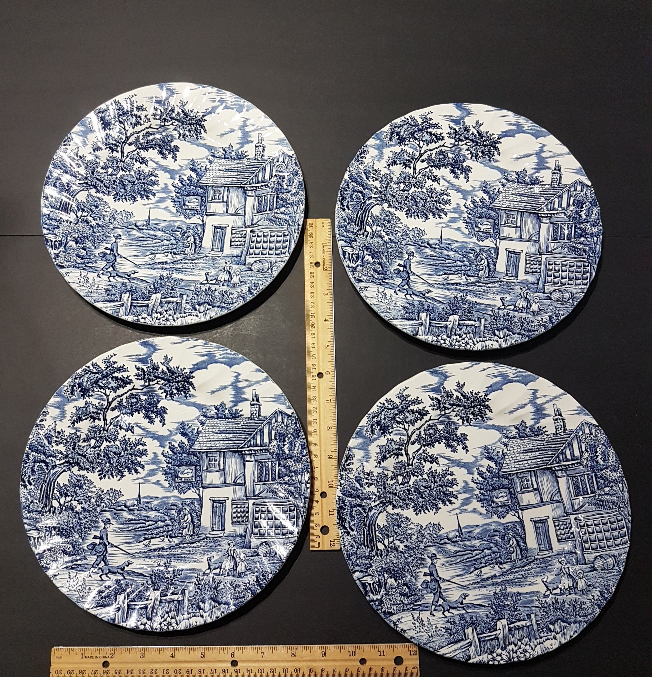 Dinner Plates, THE HUNTER by Myott Staffordshire, Set of 4 Vintage ...