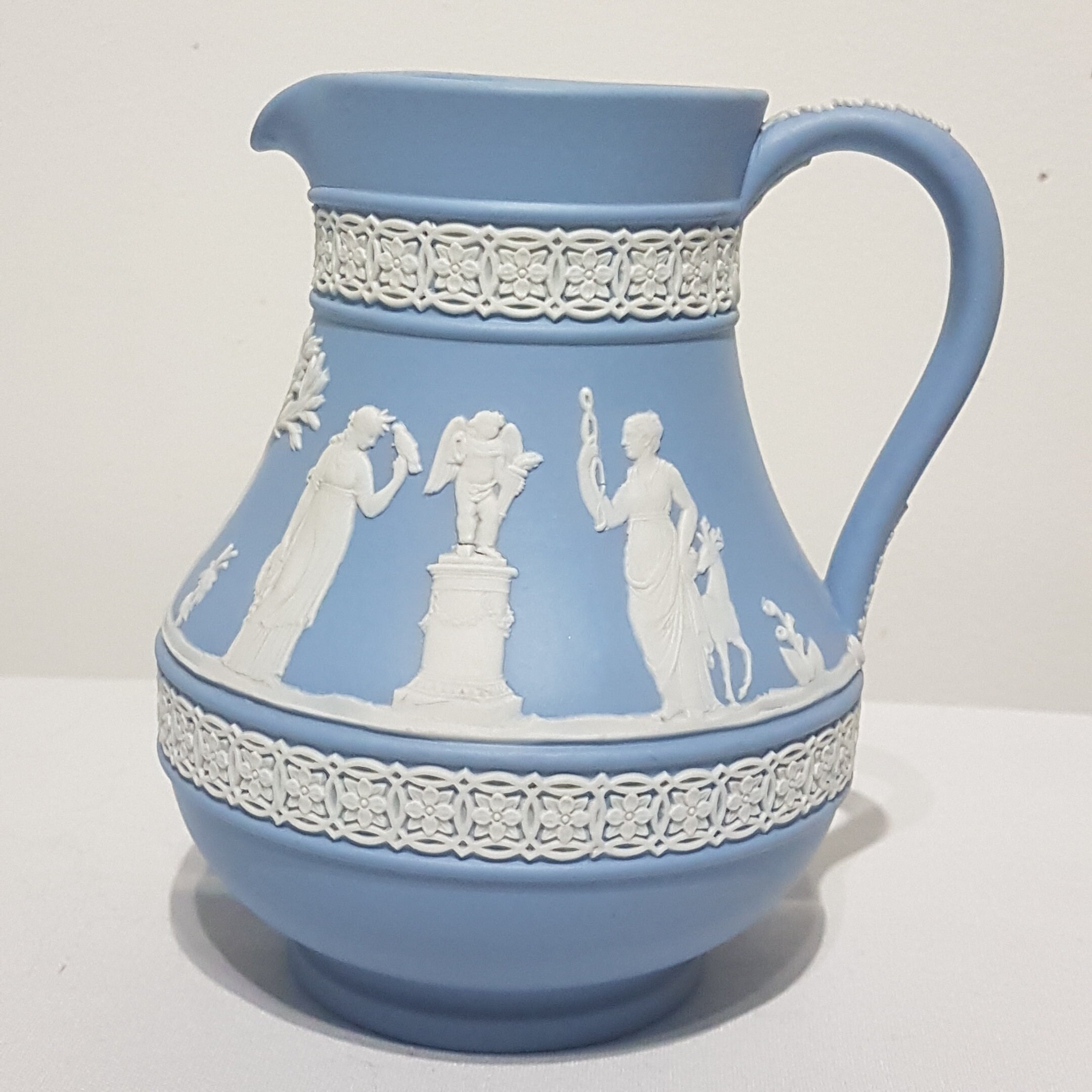 1953 Wedgwood Jasperware Blue and White Jasper, 5 1/4 Etruscan Jug ...
