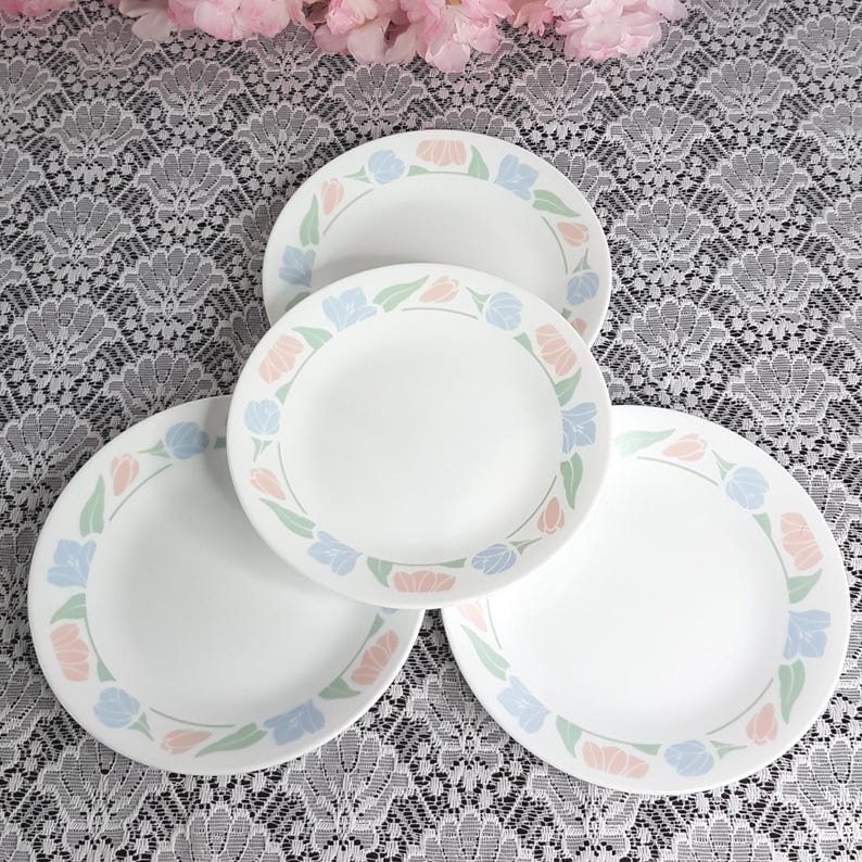 4pc Corelle FRIENDSHIP Side Plate Set With Pastel Floral Rim, USA - Etsy