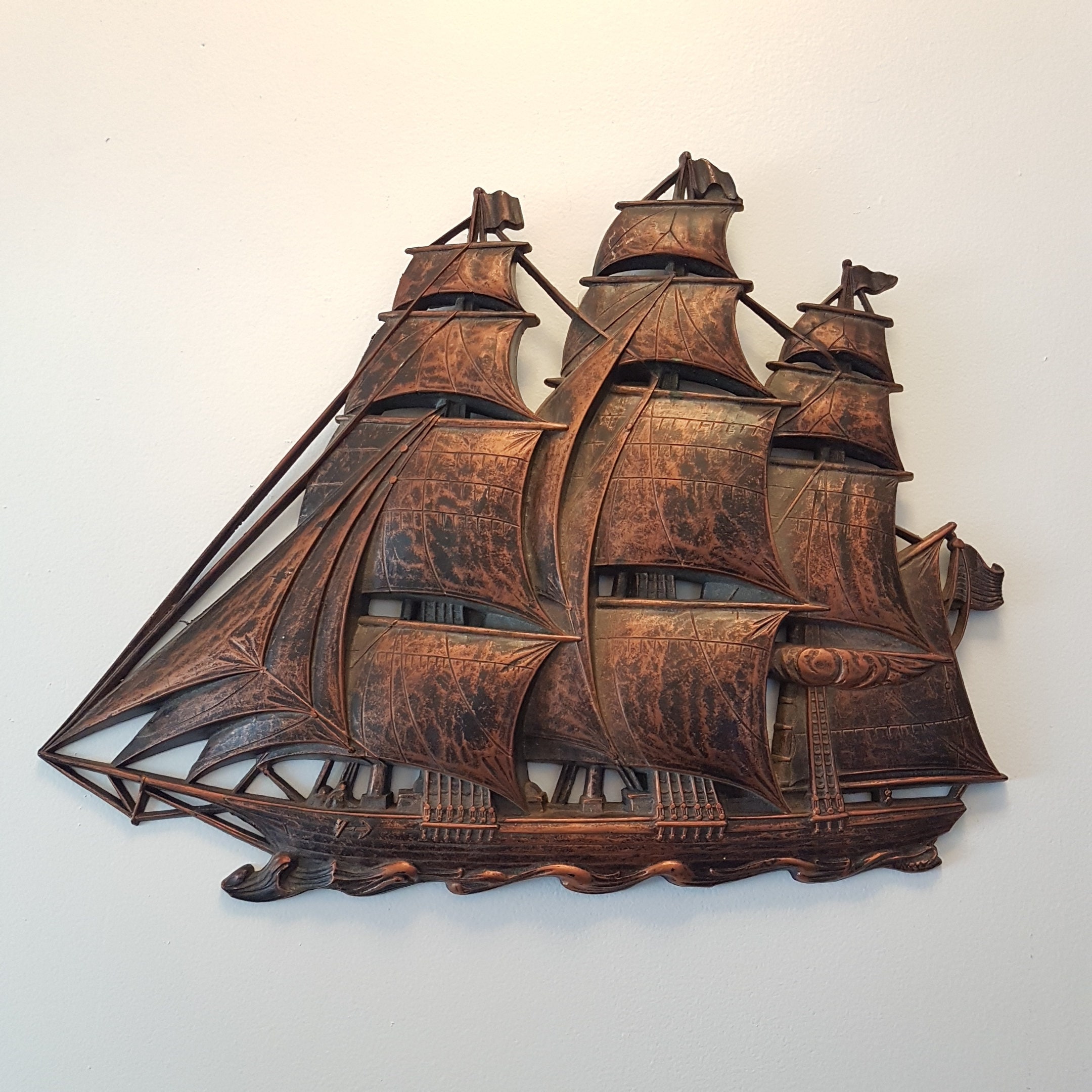 Retro Coppercraft Guild Sailing Ship Wall Decor, Nautical Wall Art ...