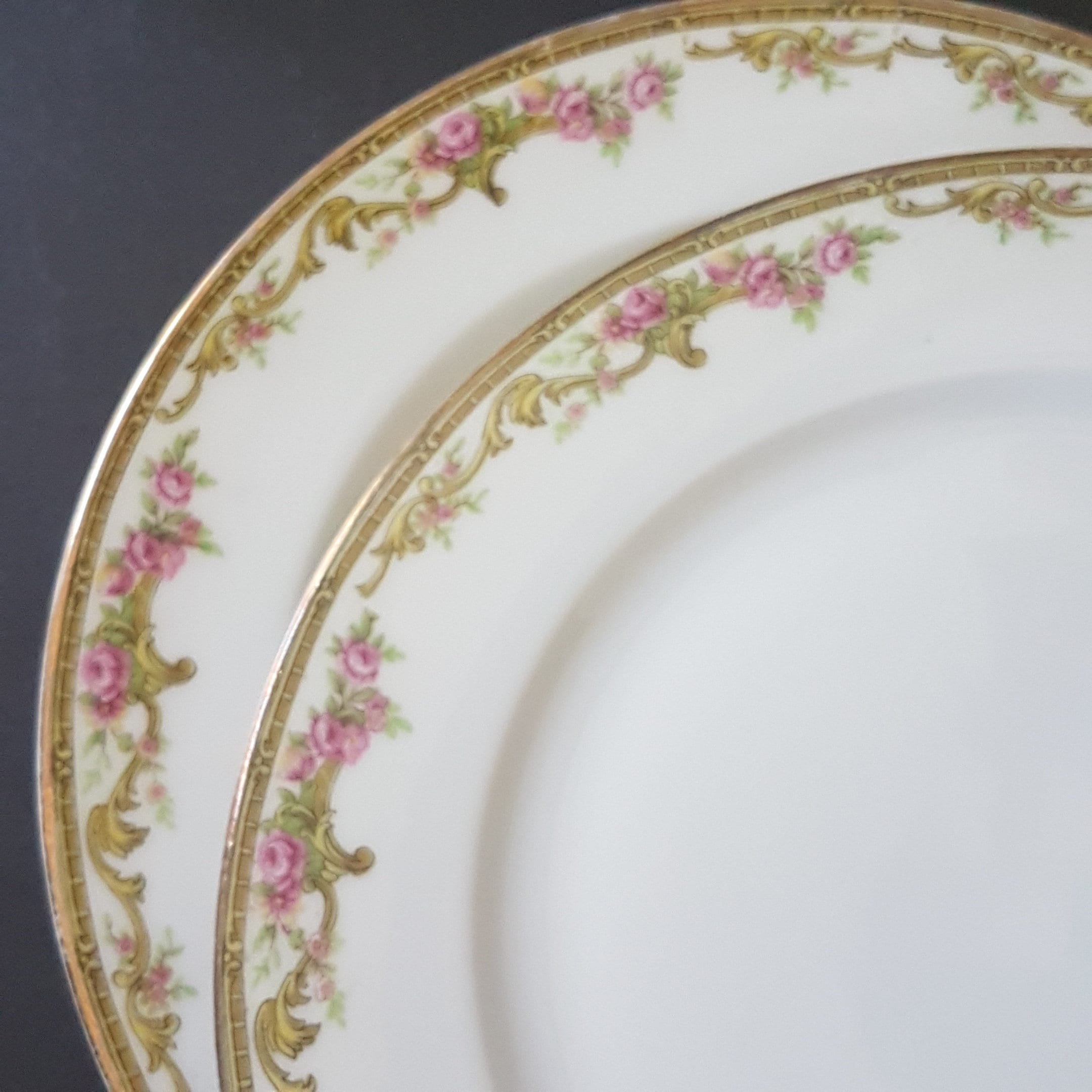 French Antique Limoges, Set of 2 Porcelain Salad Plates, Pattern 7219 ...