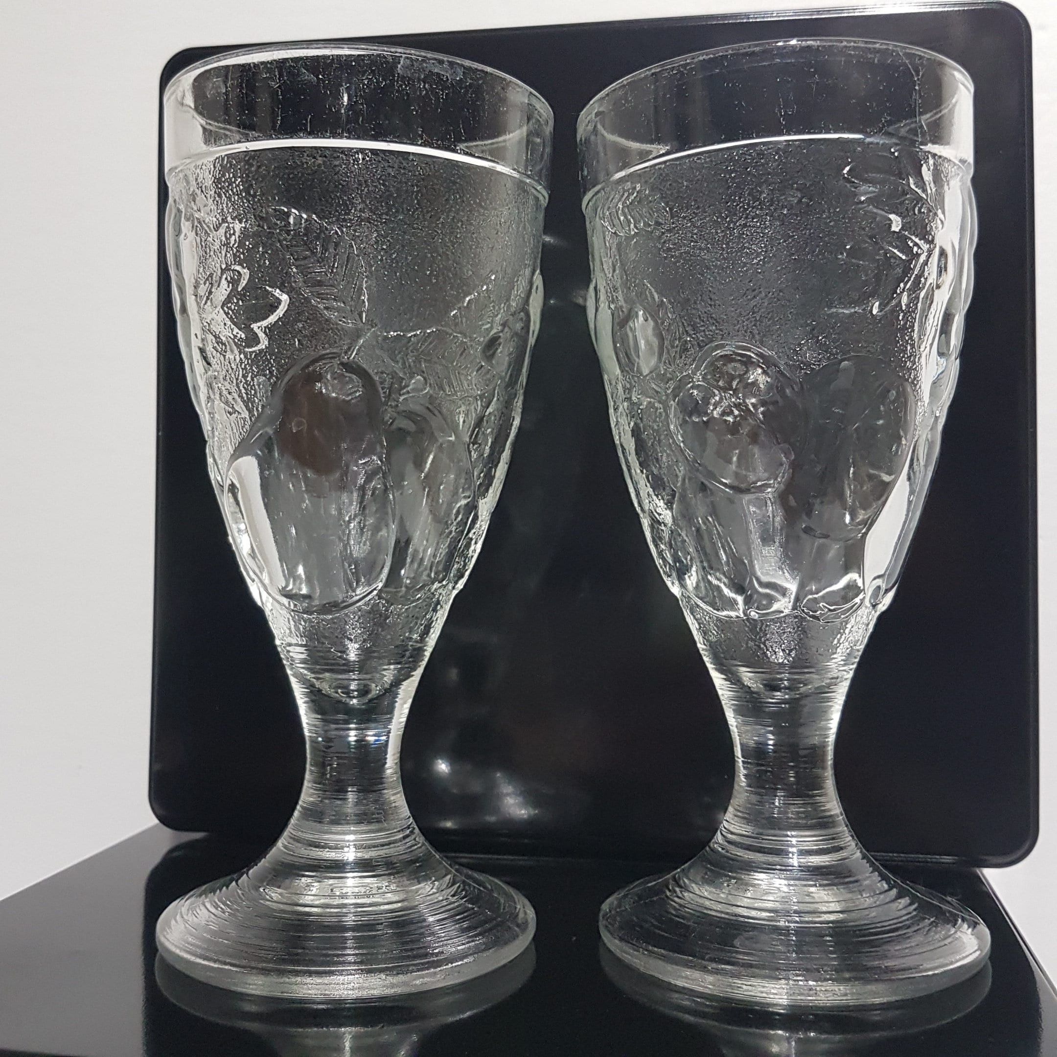 Vintage French Goblets with Fruit Pattern, Set of 4, Wine Glasses ...