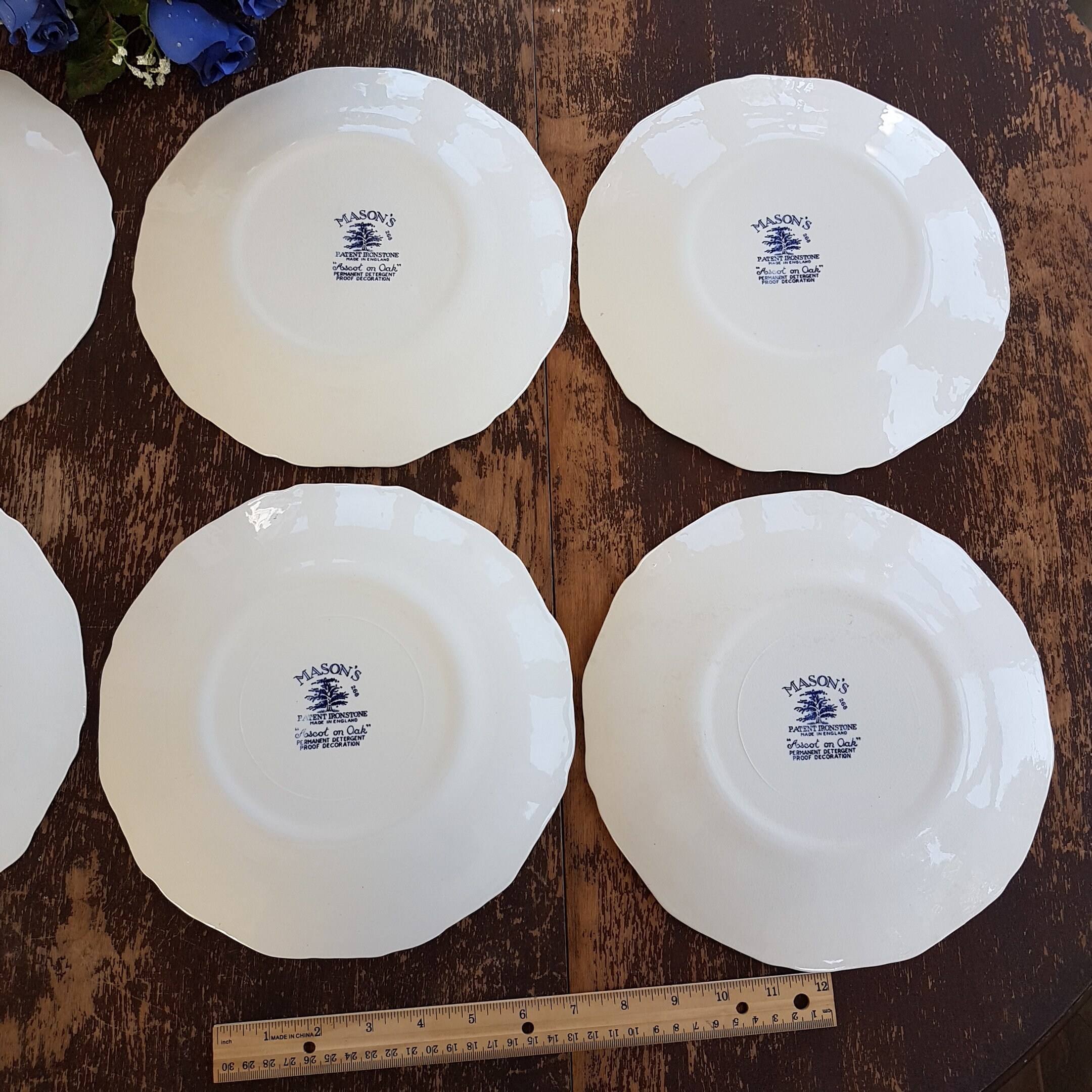 Dinner Plate Mason's ASCOT ON OAK, 9.75 Dinner Plates, Sets of 2, Blue ...