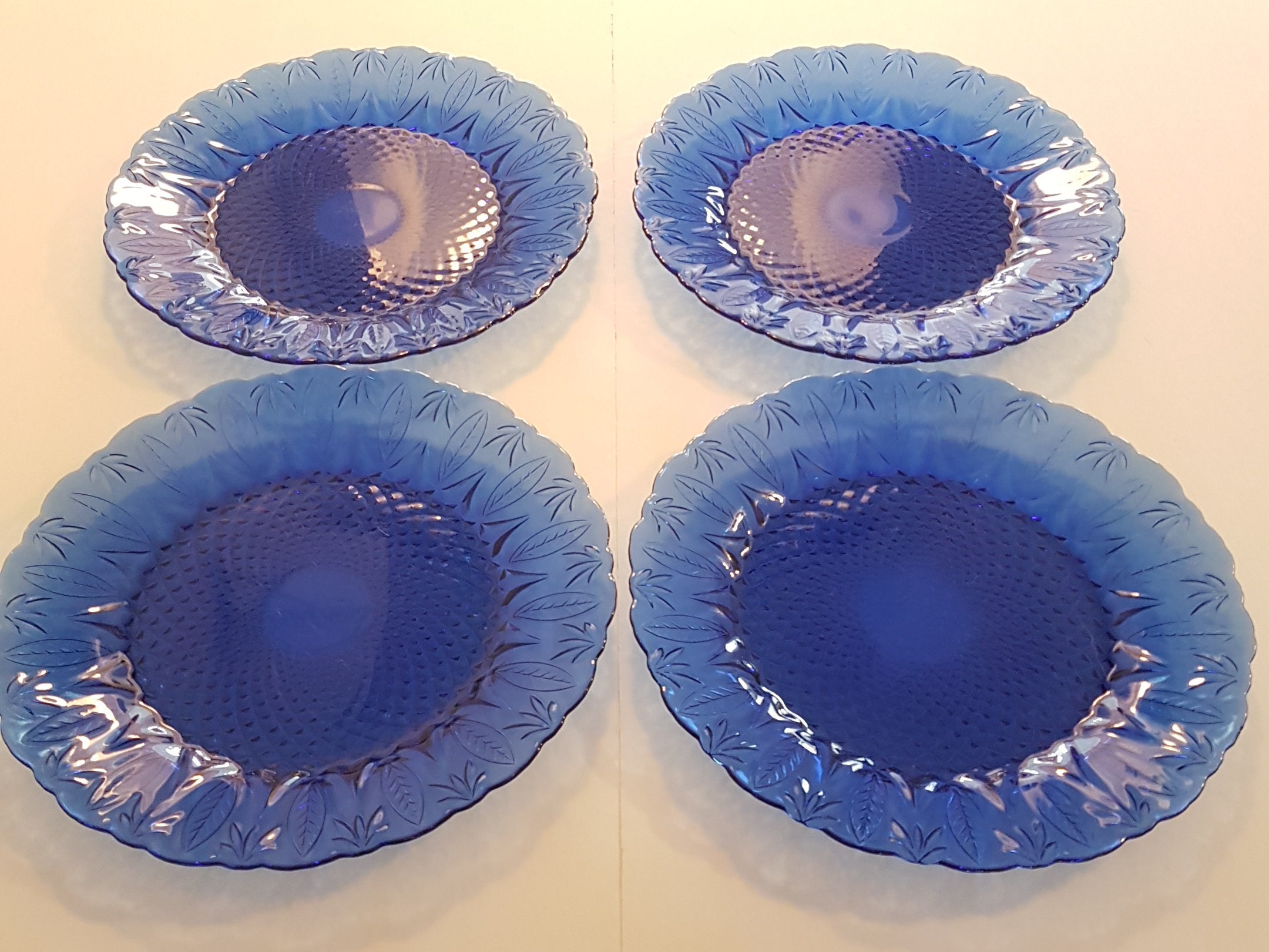 Vintage Royal Sapphire Crystal by Avon, 10.5 Dinner Plates, Set of 4 ...