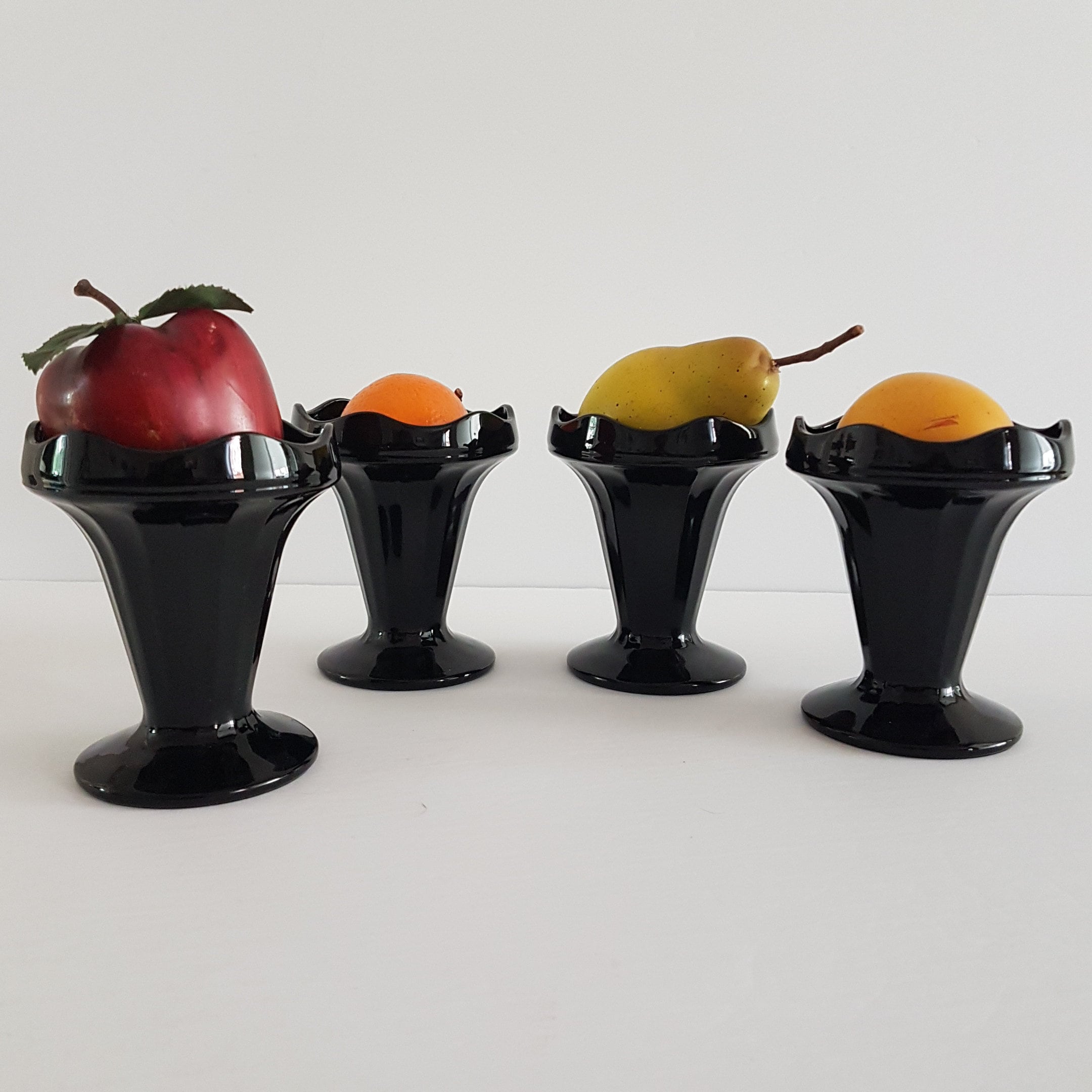 Black Sundae Dishes, Set of 4, Luminarc Arcopal, Made in France ...