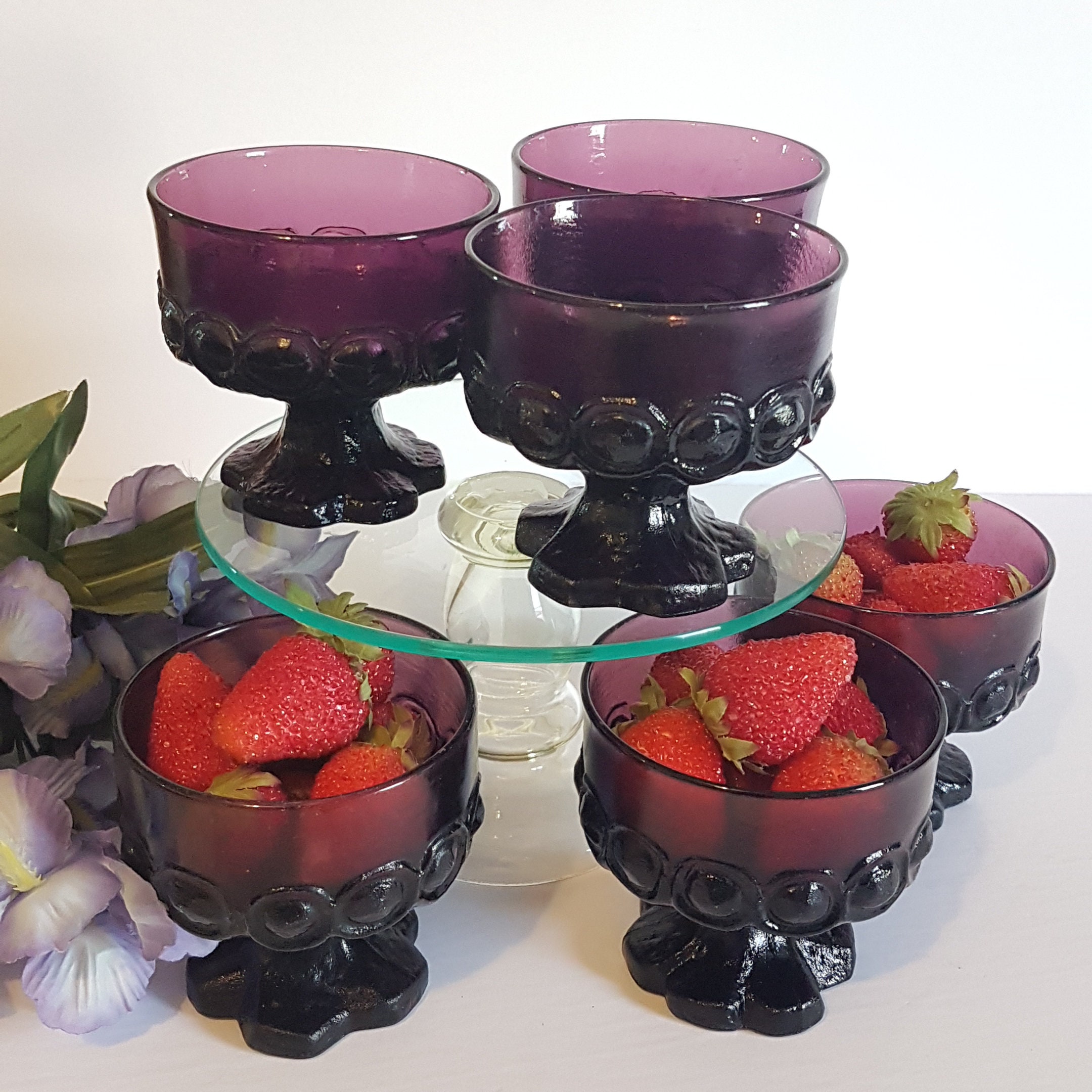6 Franciscan Crystal Madeira Plum, Champagne Glass, Tall Sherbet ...