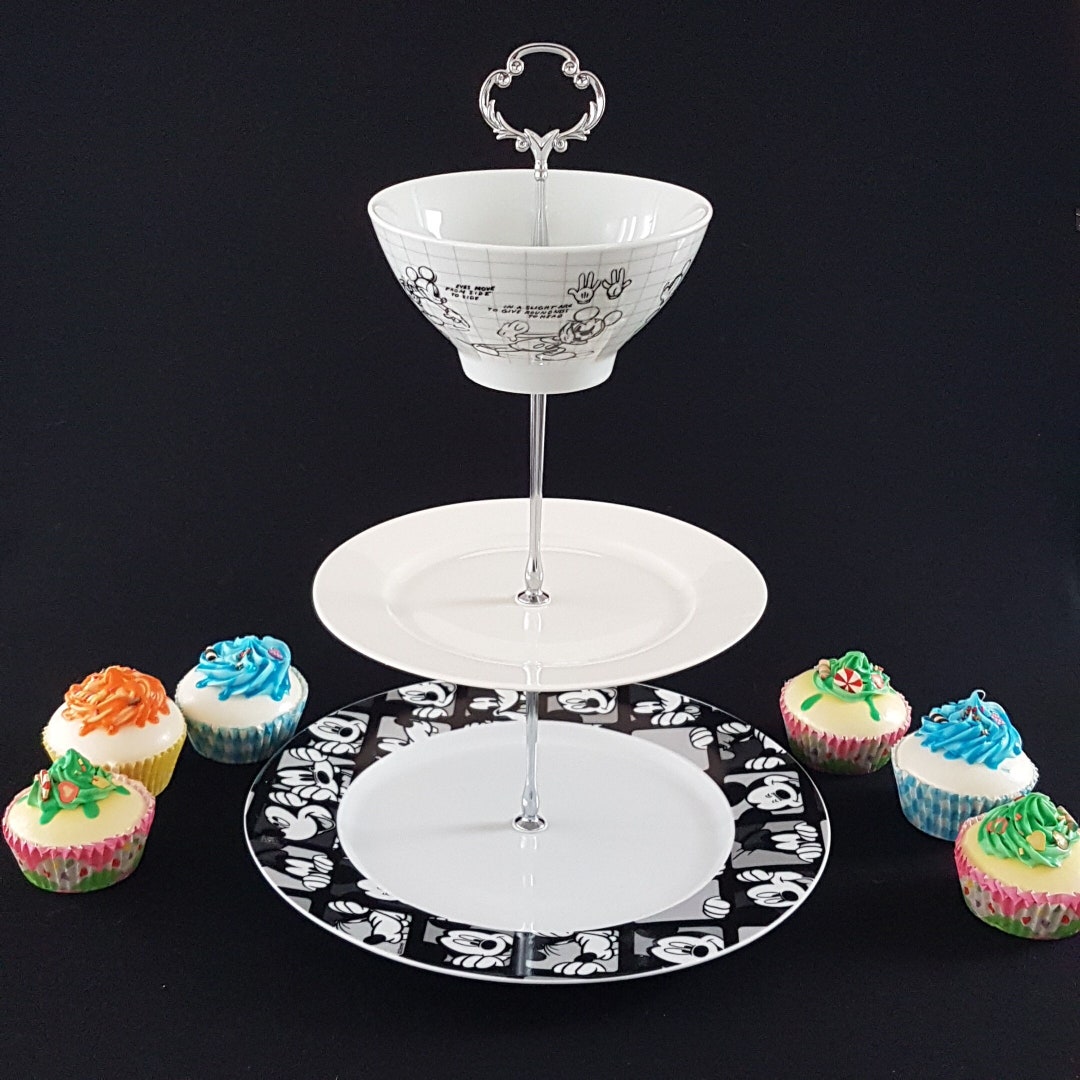 Mickey Mouse Cake Stand, NEW Ceramic Plates, Kids Birthday Party ...