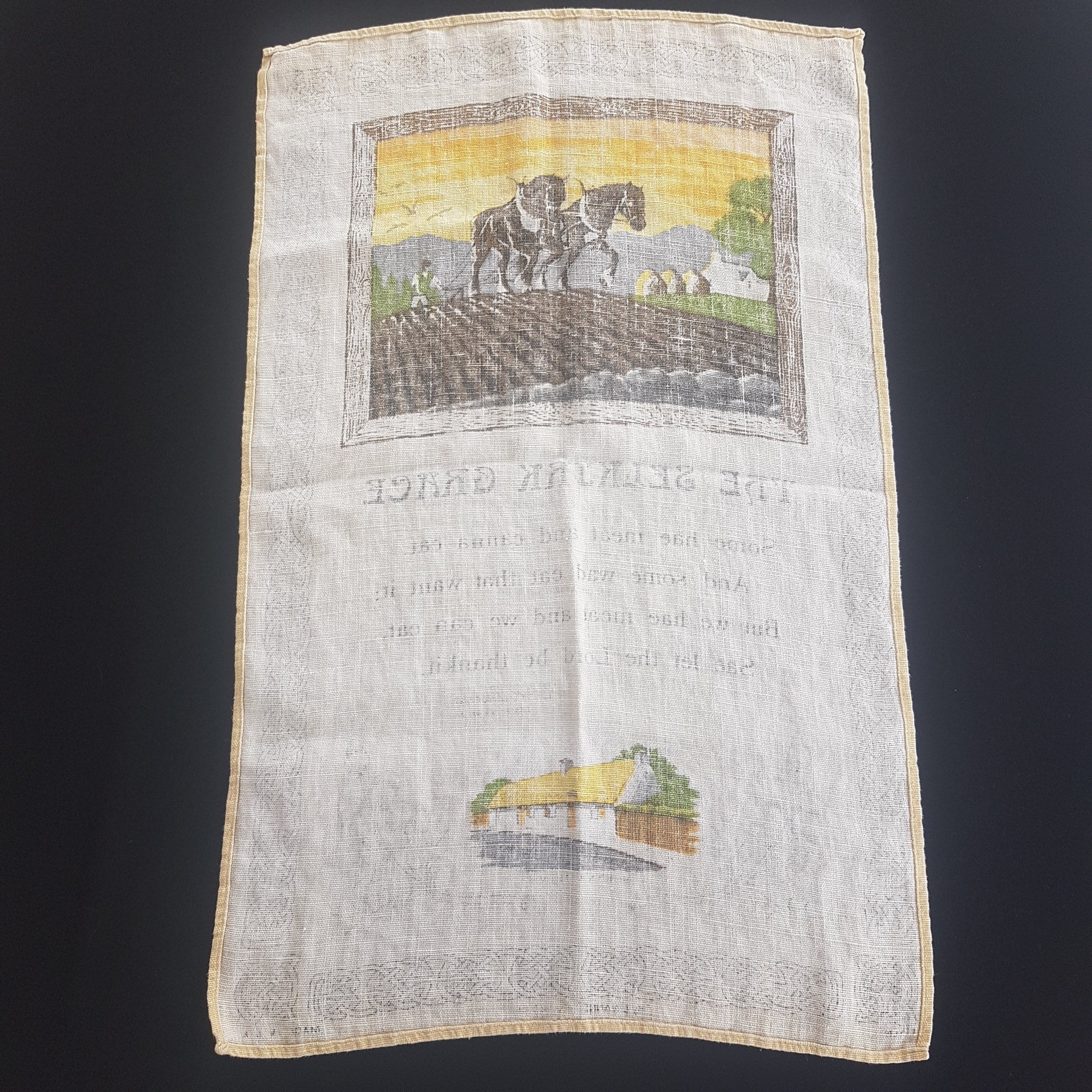 Vintage Linen Tea Towel, Robbie Burns, The Selkirk Grace, Scotland ...