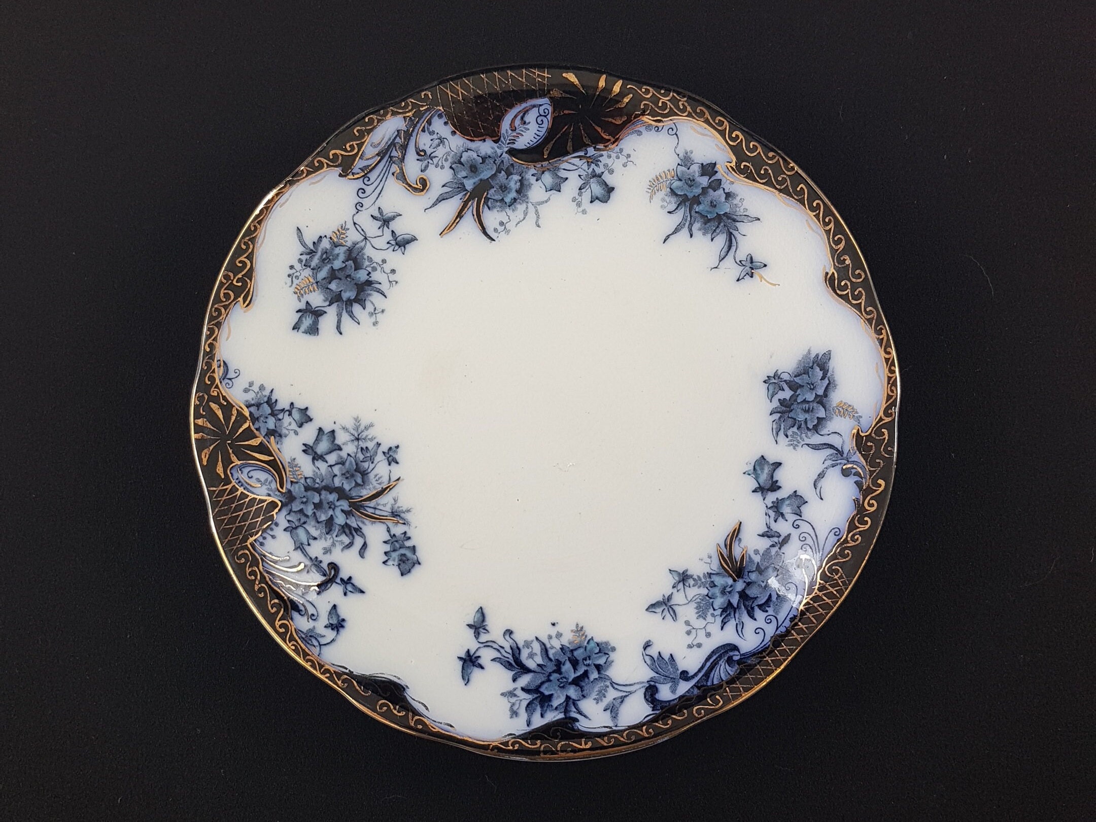 Antique Flow Blue Plate, Grimwades FLANDERS Pattern, Stoke Pottery ...