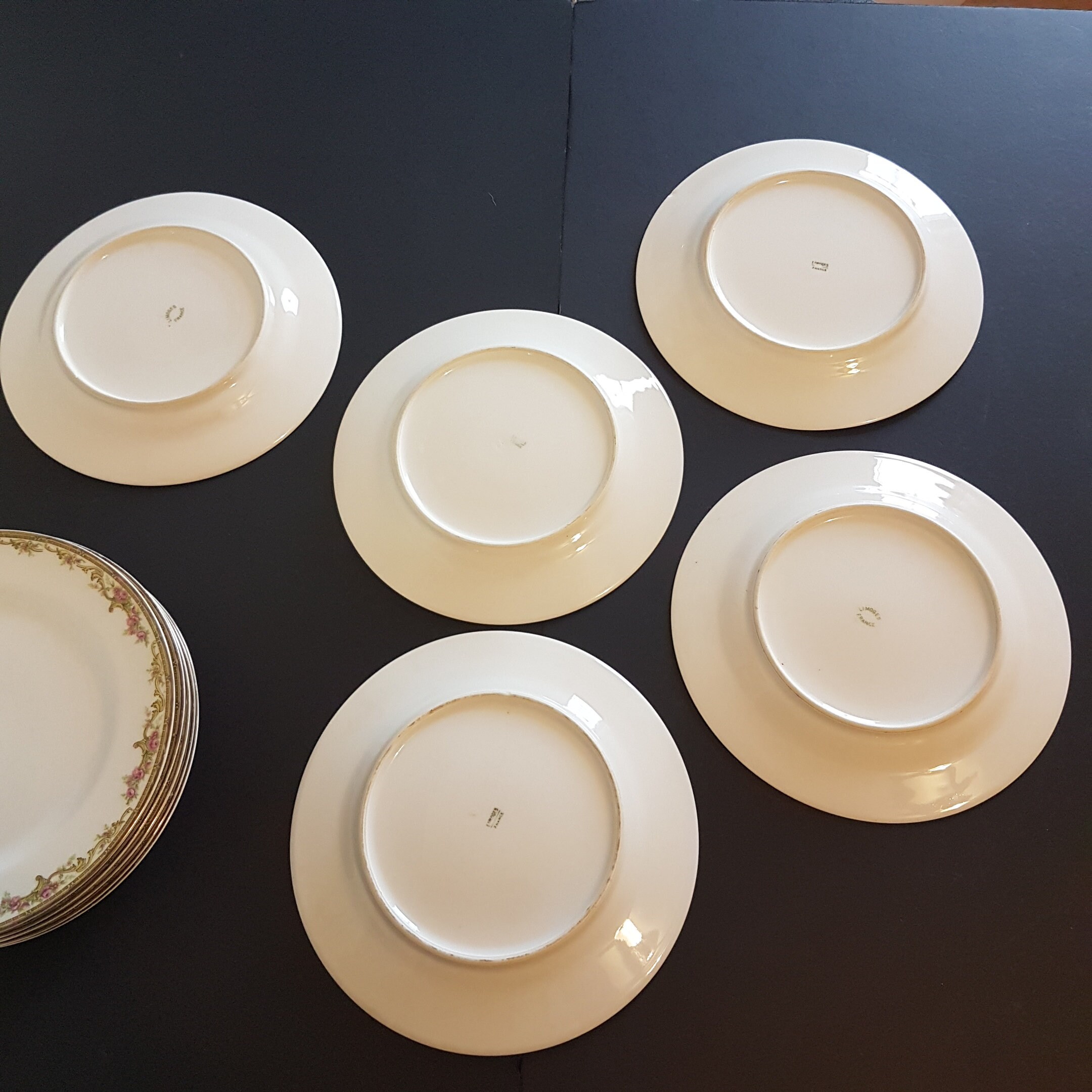 Set of 4 P.L. Limoges Plates, 8.75, Pink Rose, Limoges Porcelain Salad ...