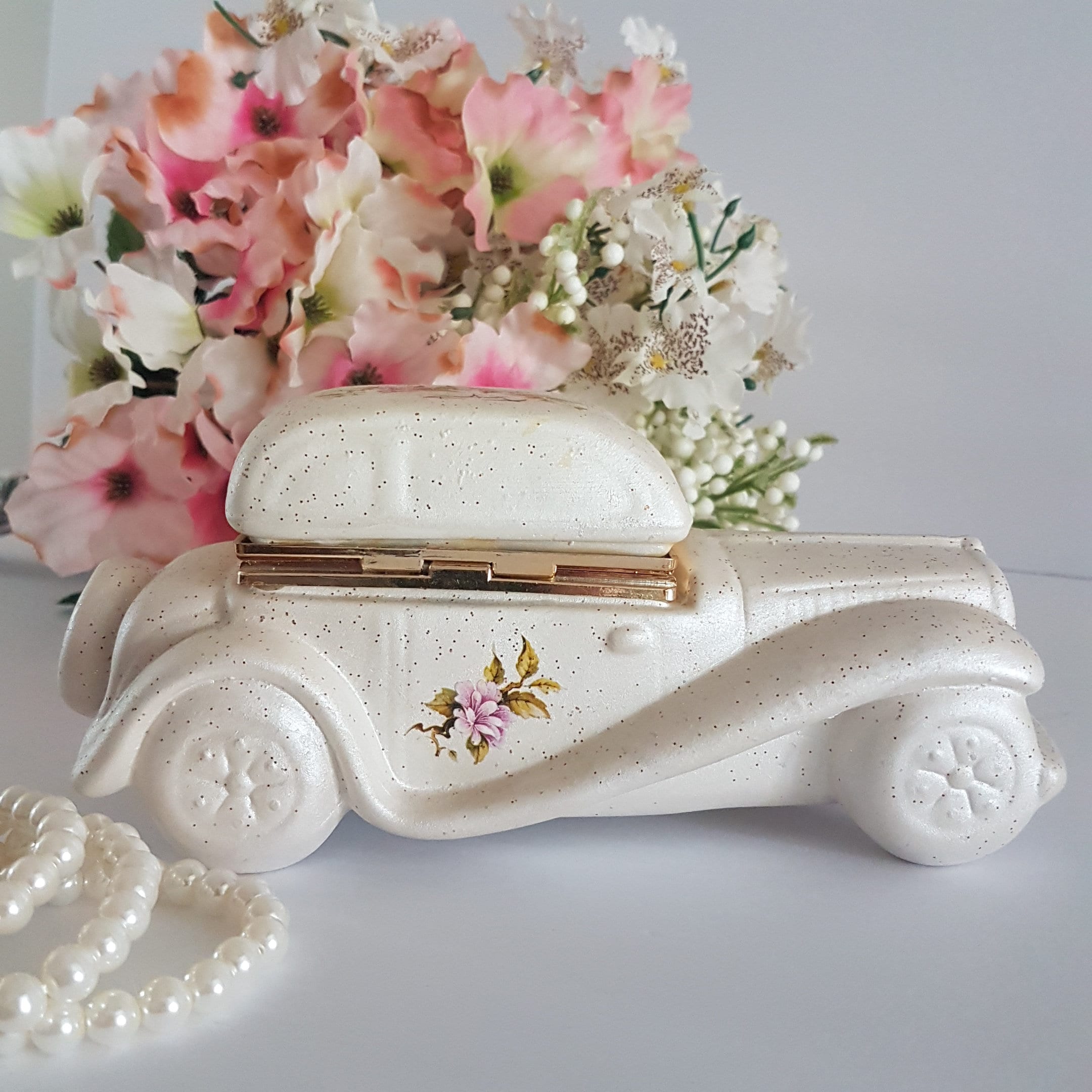 Vintage Berger Italian Porcelain Car Jewelry Box, Old Style Automobile ...