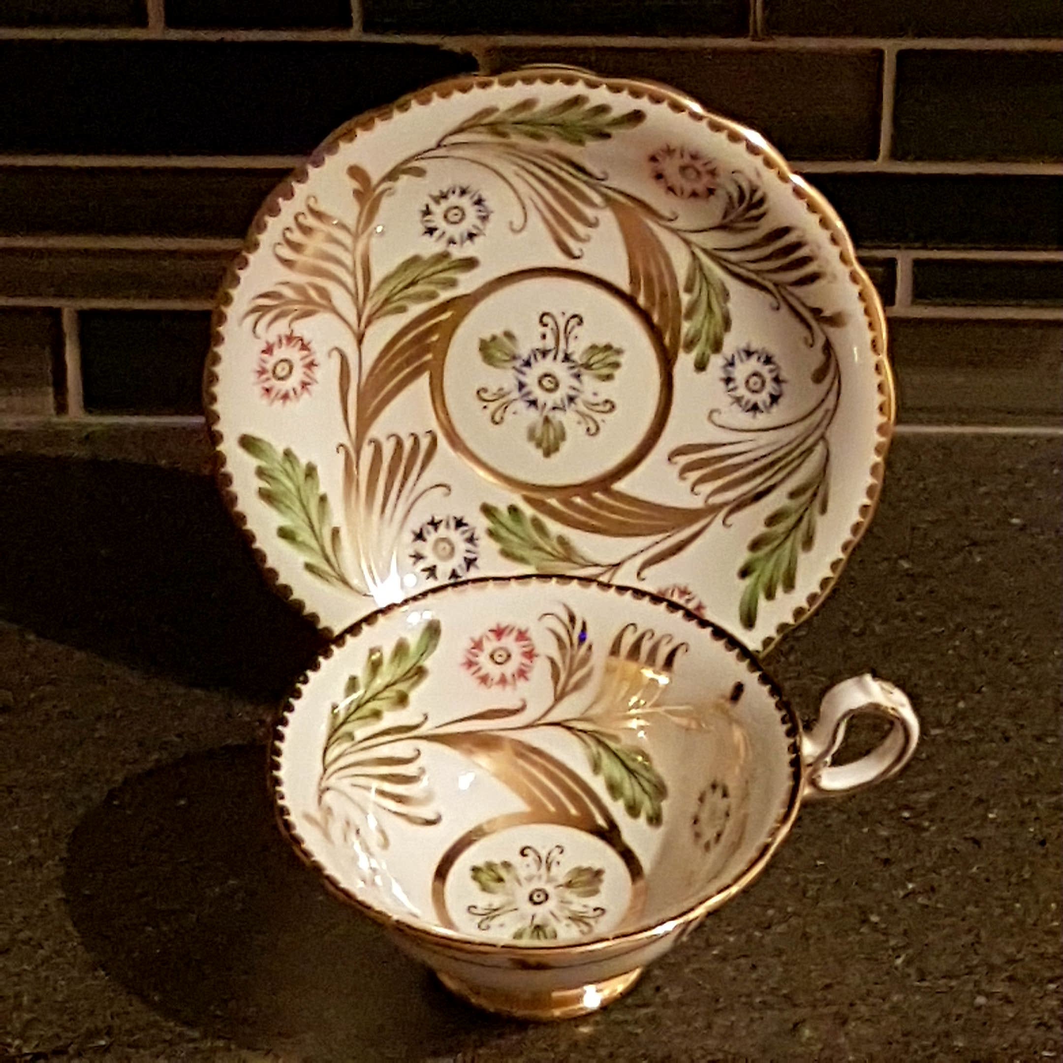 Tea Cup and Saucer, Vintage Royal Chelsea English Bone China, High ...