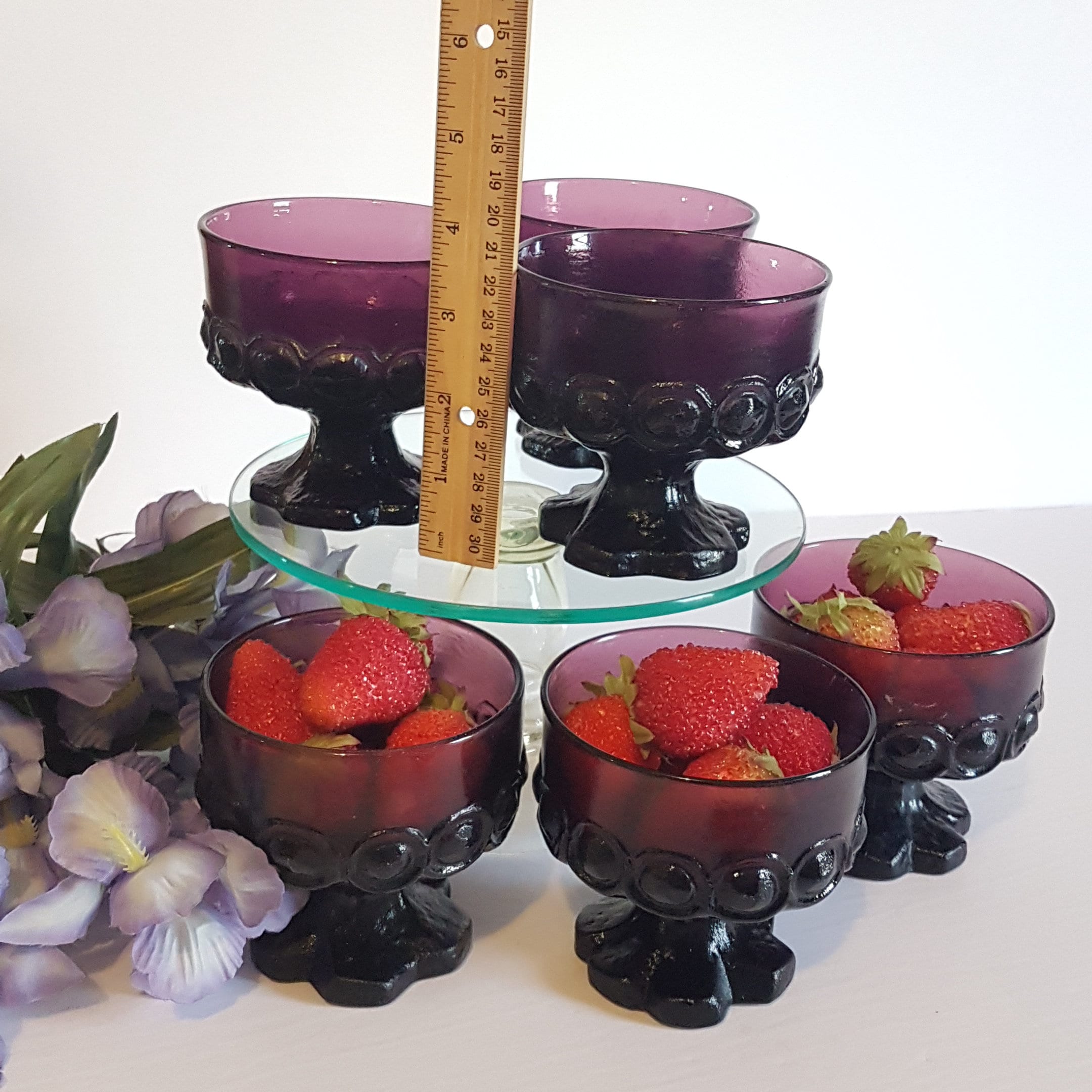 6 Franciscan Crystal Madeira Plum, Champagne Glass, Tall Sherbet ...
