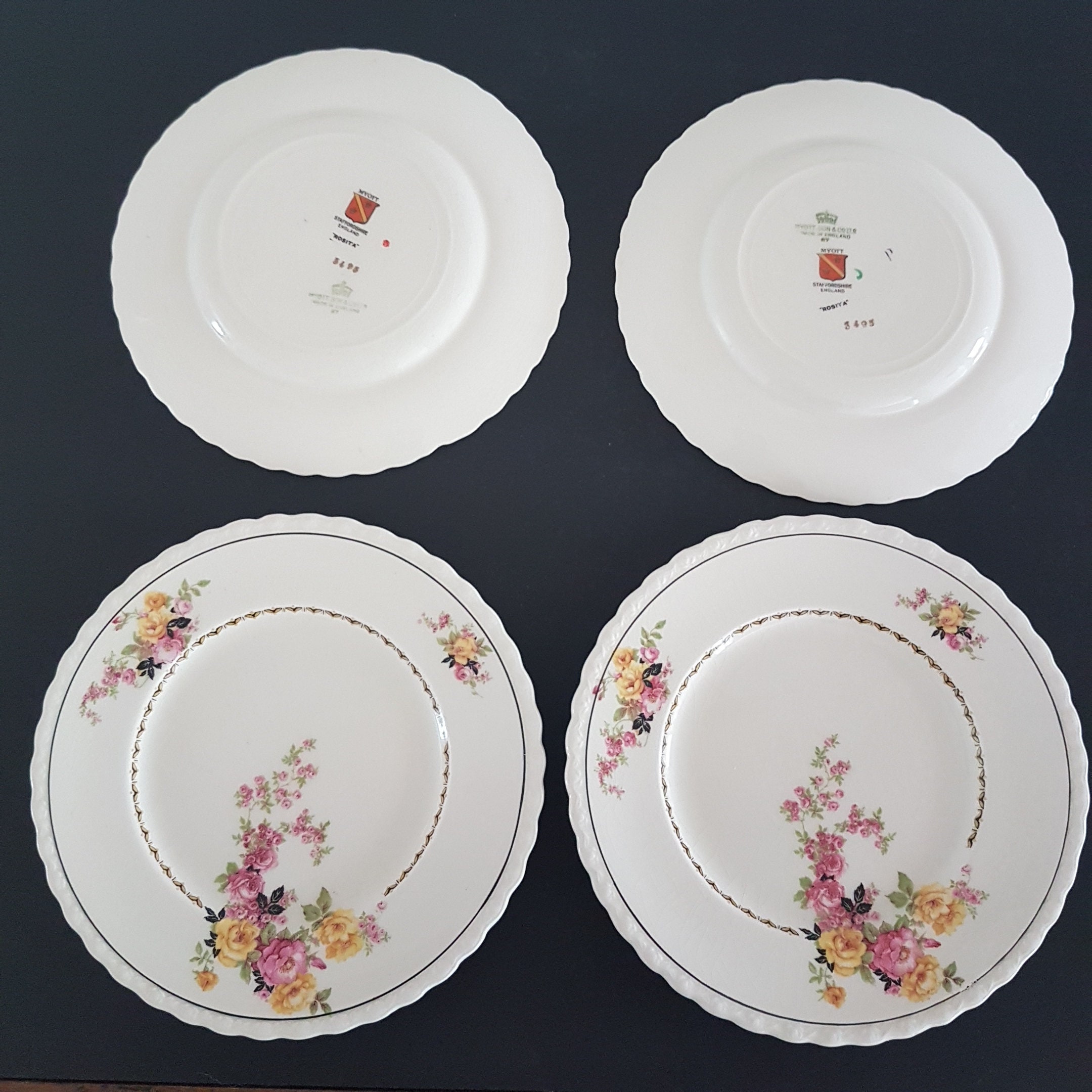 Set of 4 Myott ROSITA 7 3/4 Side Salad Plates, Myott Son & Co Pattern ...