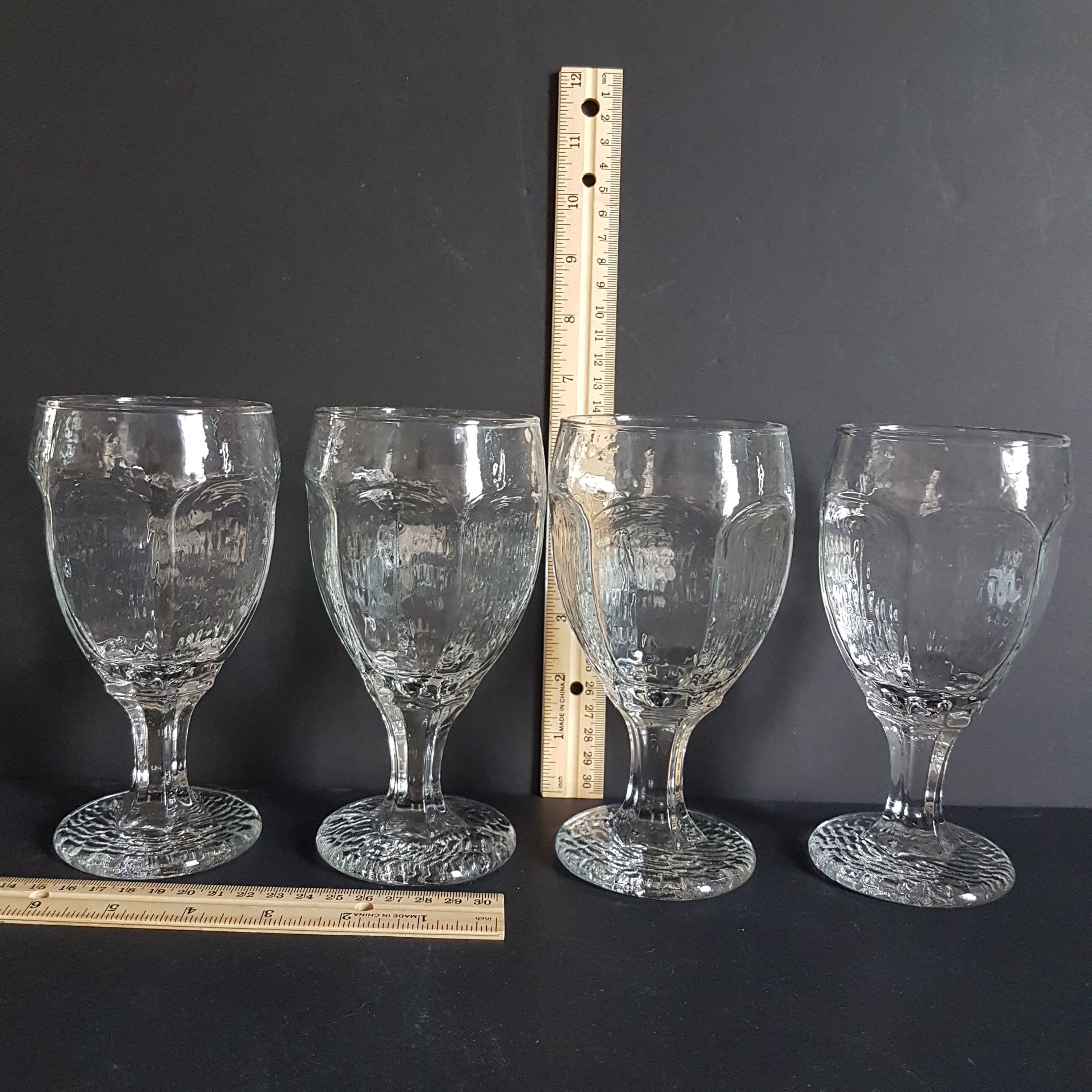 Vintage Libbey Chivalry Clear, Set of 4 Water Goblets, Gibraltor ...