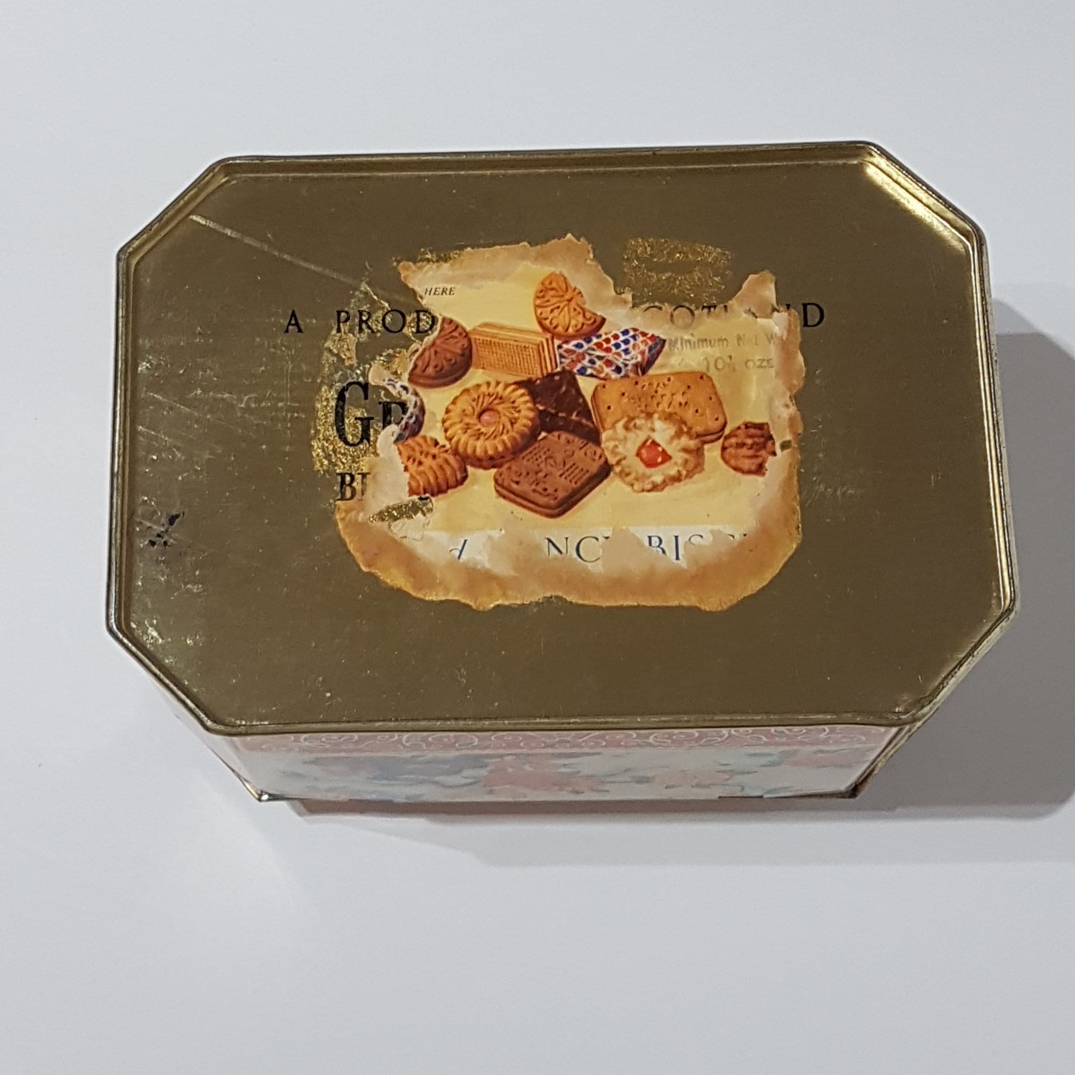 Gray Dunn Scotland Biscuit Tin, Hinged Octagon Orange Floral Biscuit ...