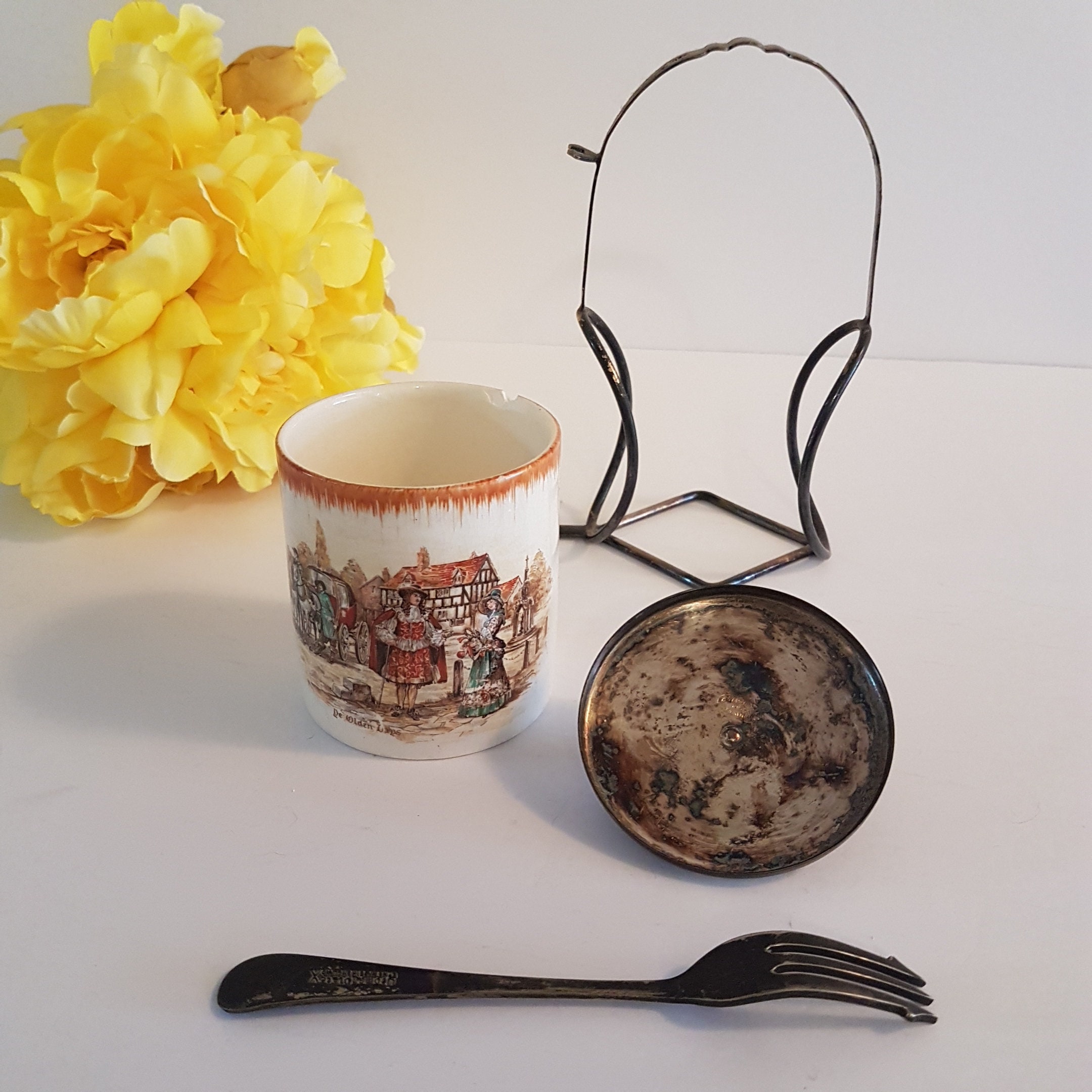 Vintage Sandland Ware YE OLDEN DAYS Porcelain Pickle Castor, Pickle Pot ...