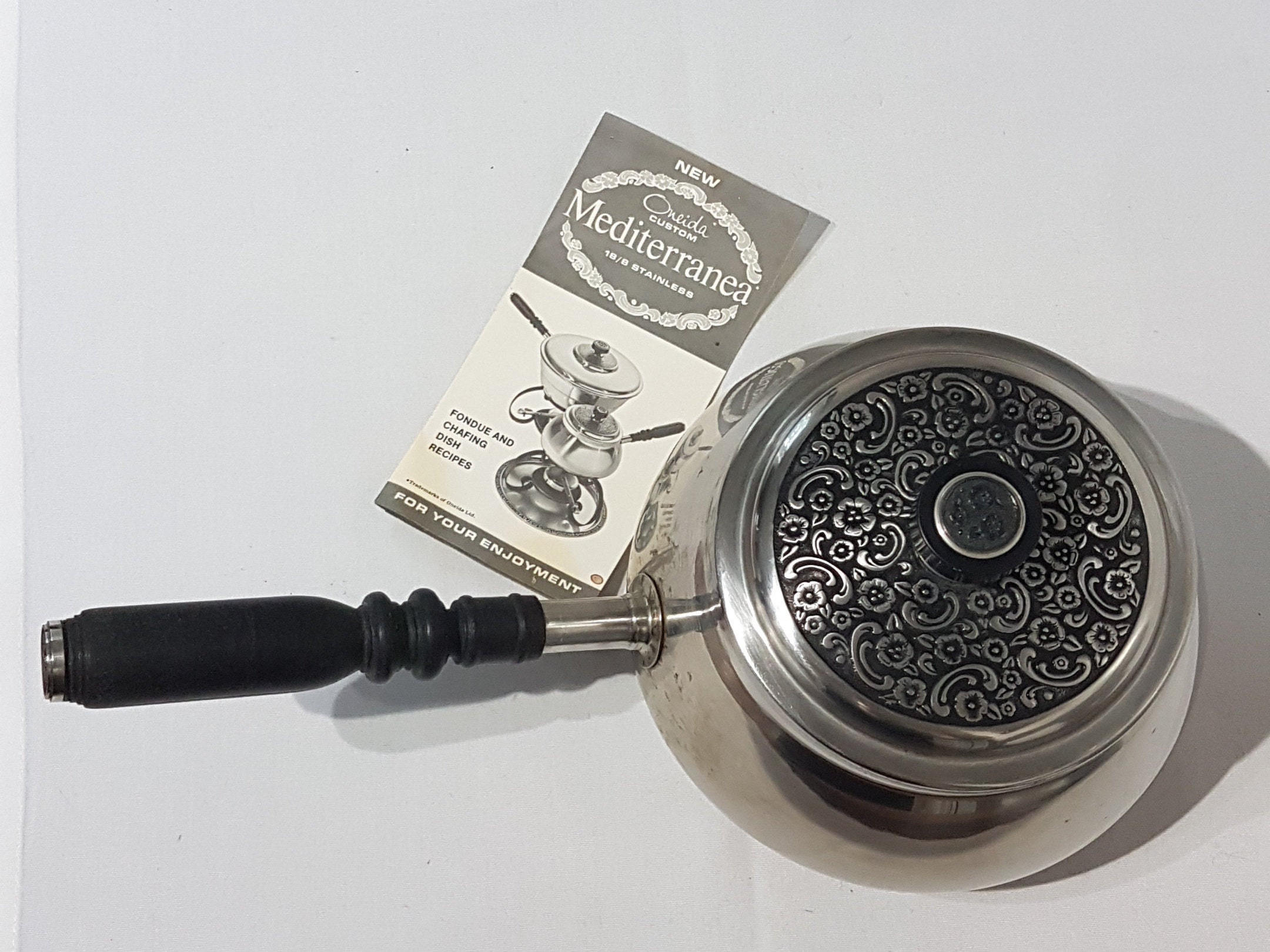 Vintage Custom Oneida Mediterranea Fondue Pot, 18/8 Stainless Steel ...