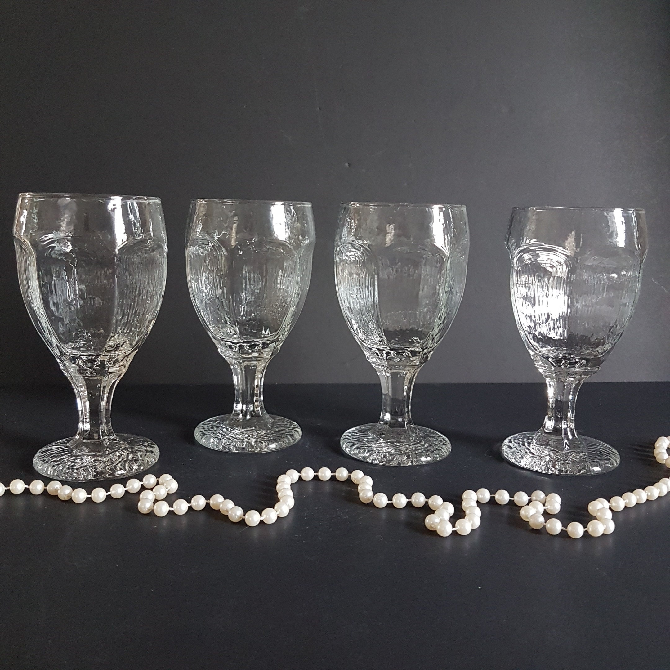 Vintage Libbey Chivalry Clear, Set of 4 Water Goblets, Gibraltor ...