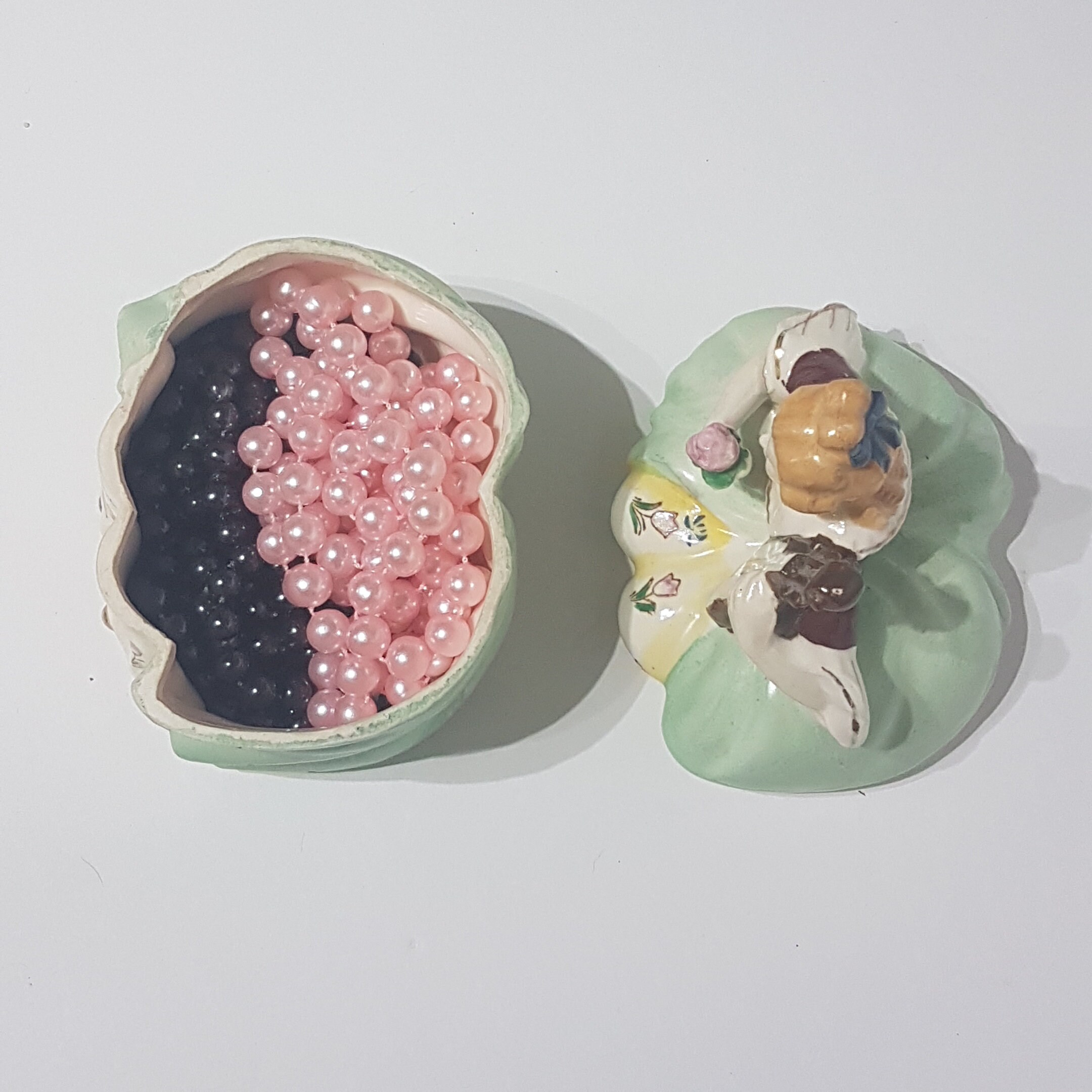 Vintage Hand Painted Porcelain Victorian Figural Lady Trinket Box ...