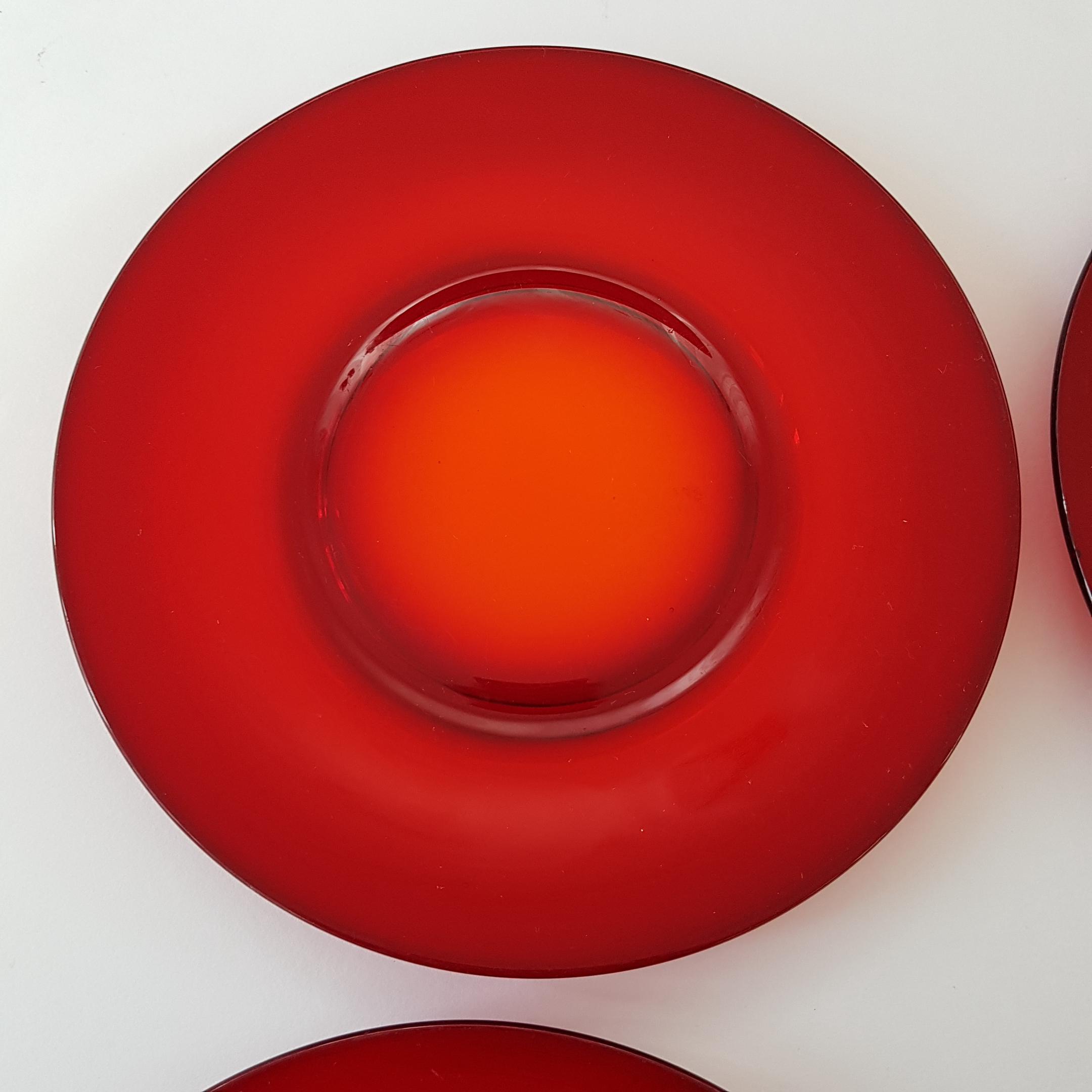 Anchor Hocking Royal Ruby Red Glass Salad Plate Set of 4