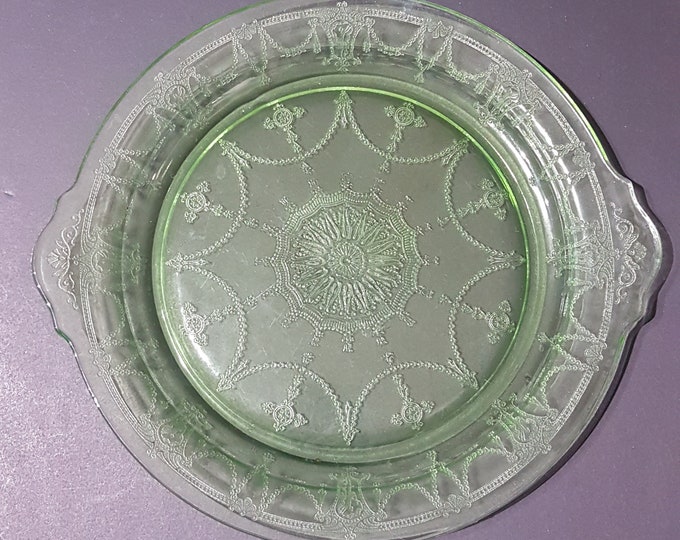 Anchor Hocking Cameo Ballerina Dancing Girl Green Depression Glass ...