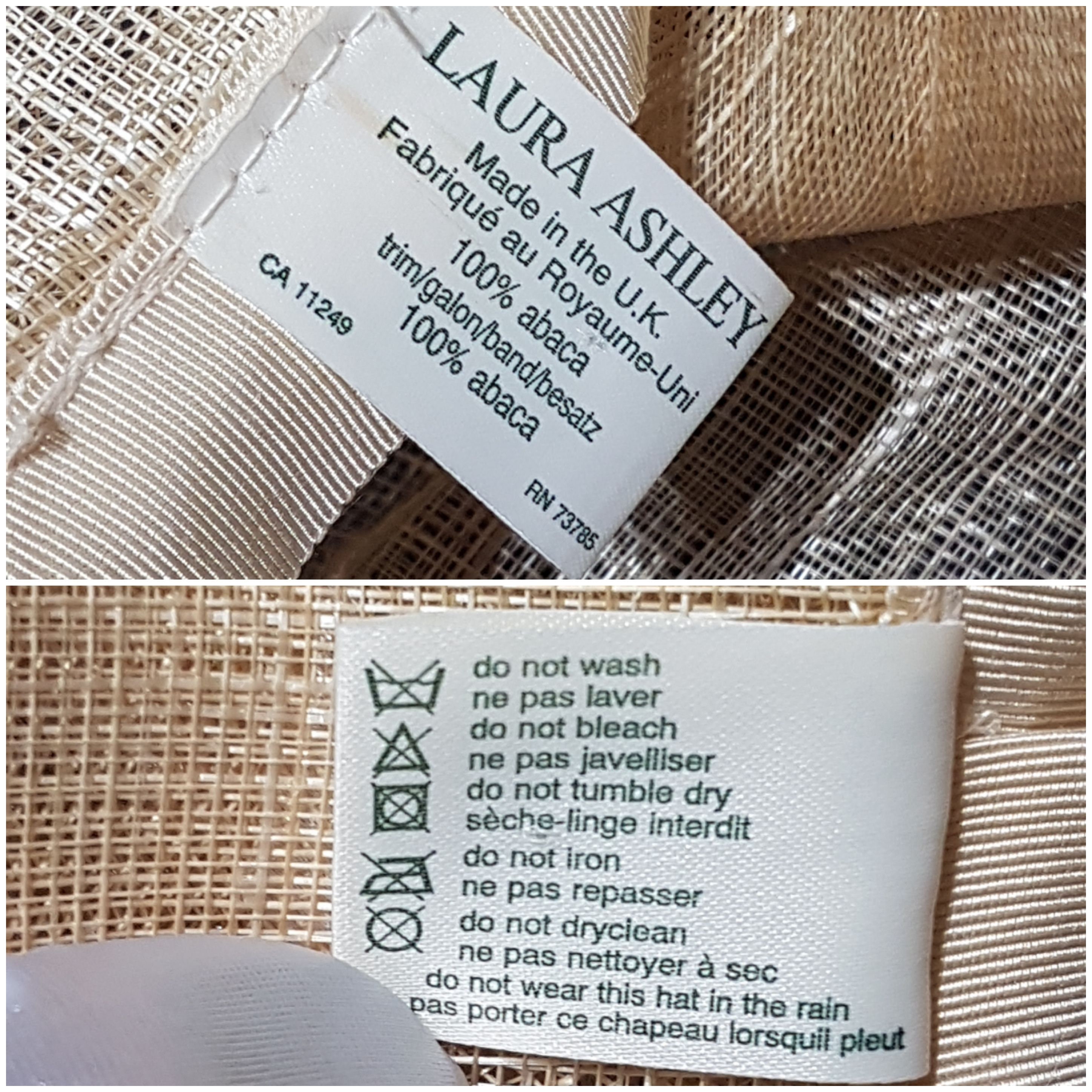 LAURA ASHLEY Hat, 100% Abaca / Manilla Hemp, Vintage Couture Summer Hat ...