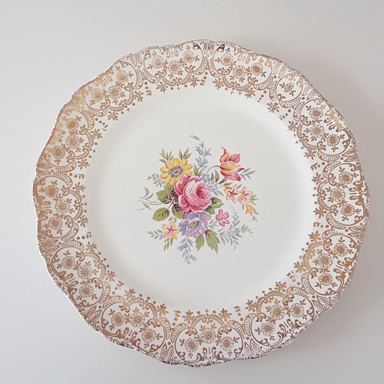 Canonsburg Pottery GOLDEN FRAGRANCE Dinner Plate, Floral Center, Made ...