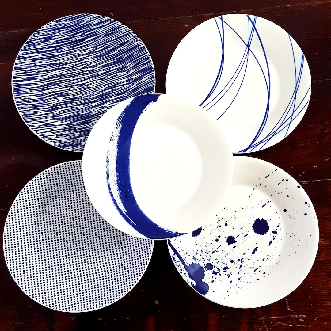 5pc Royal Doulton PACIFIC Blue White Side Plates - Etsy
