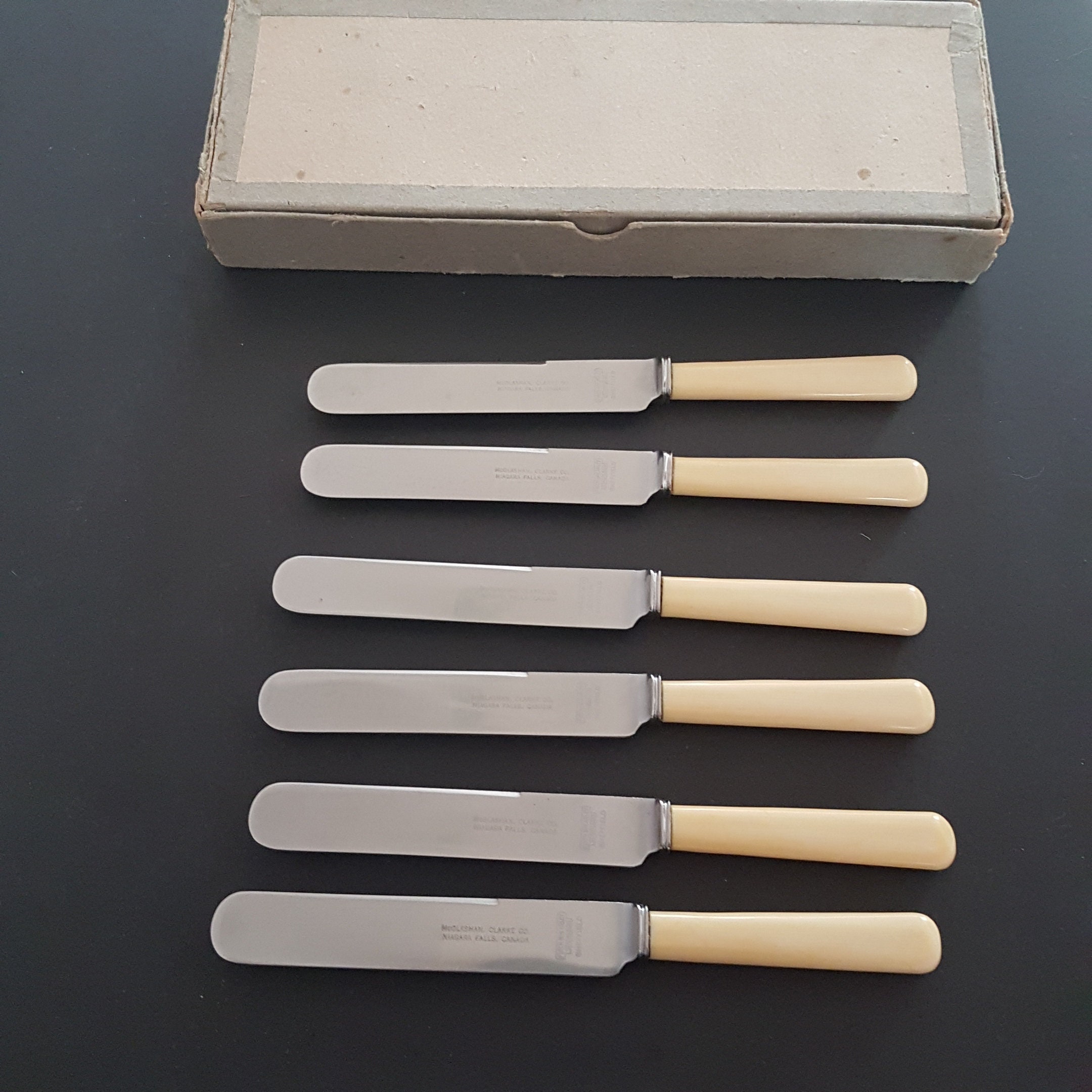 Vintage McGlashan Clark & Co Bakelite Knife Set of 6, In Box, Firth ...