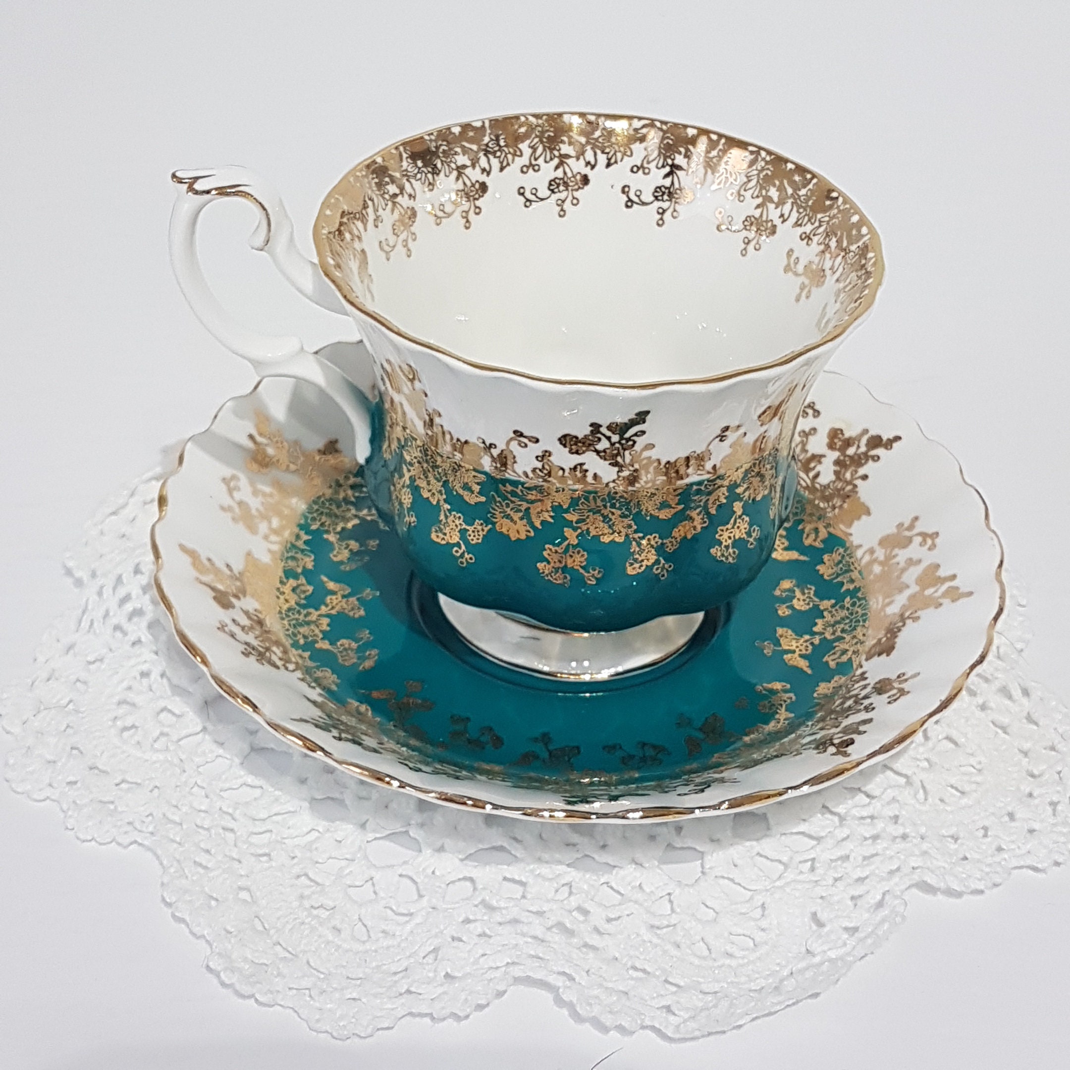 Royal Albert REGAL SERIES Tea Cup & Saucer, Pattern 4396 Teacup, Teal ...