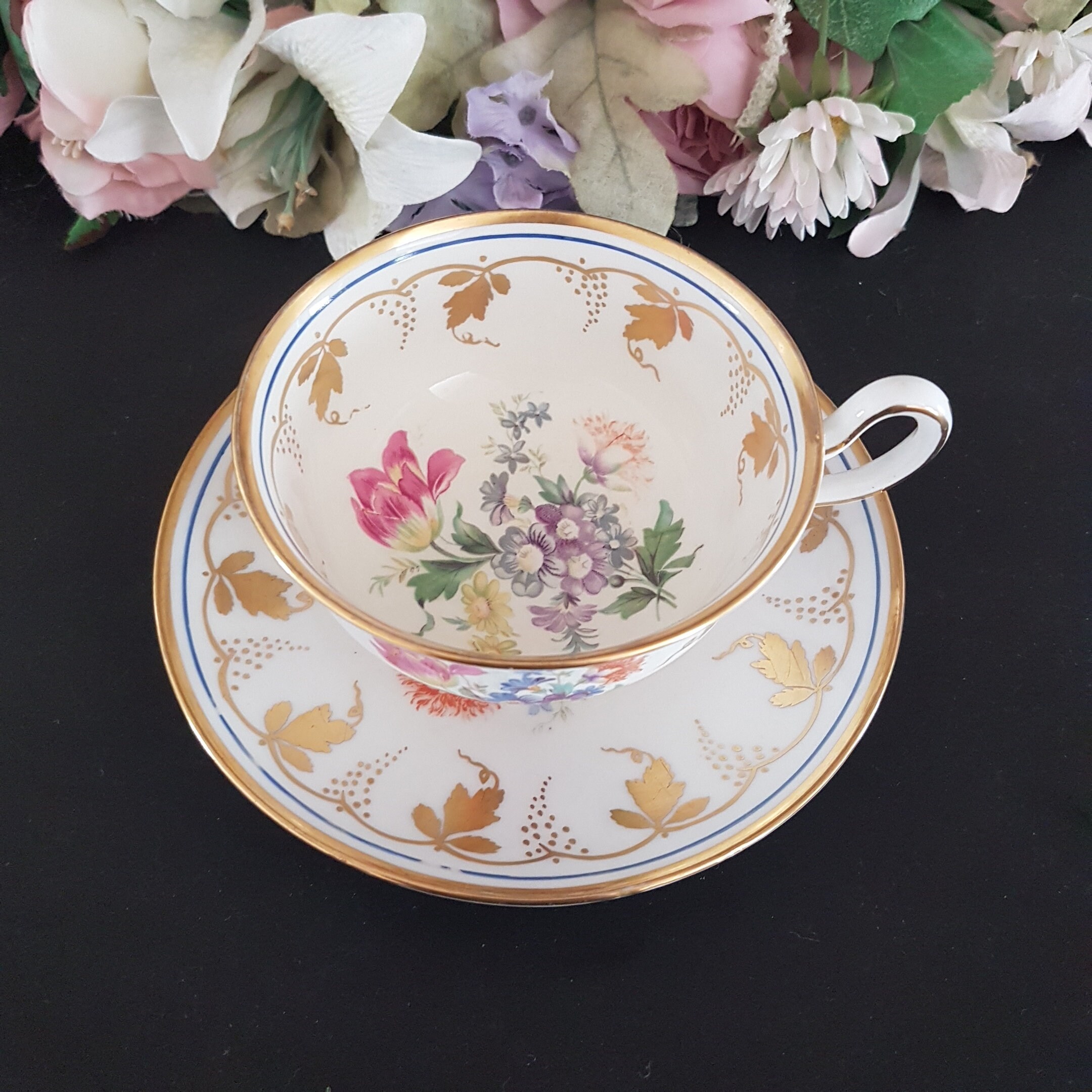 Tea Cup and Saucer, Vintage Royal Chelsea, English Bone China, Wide ...