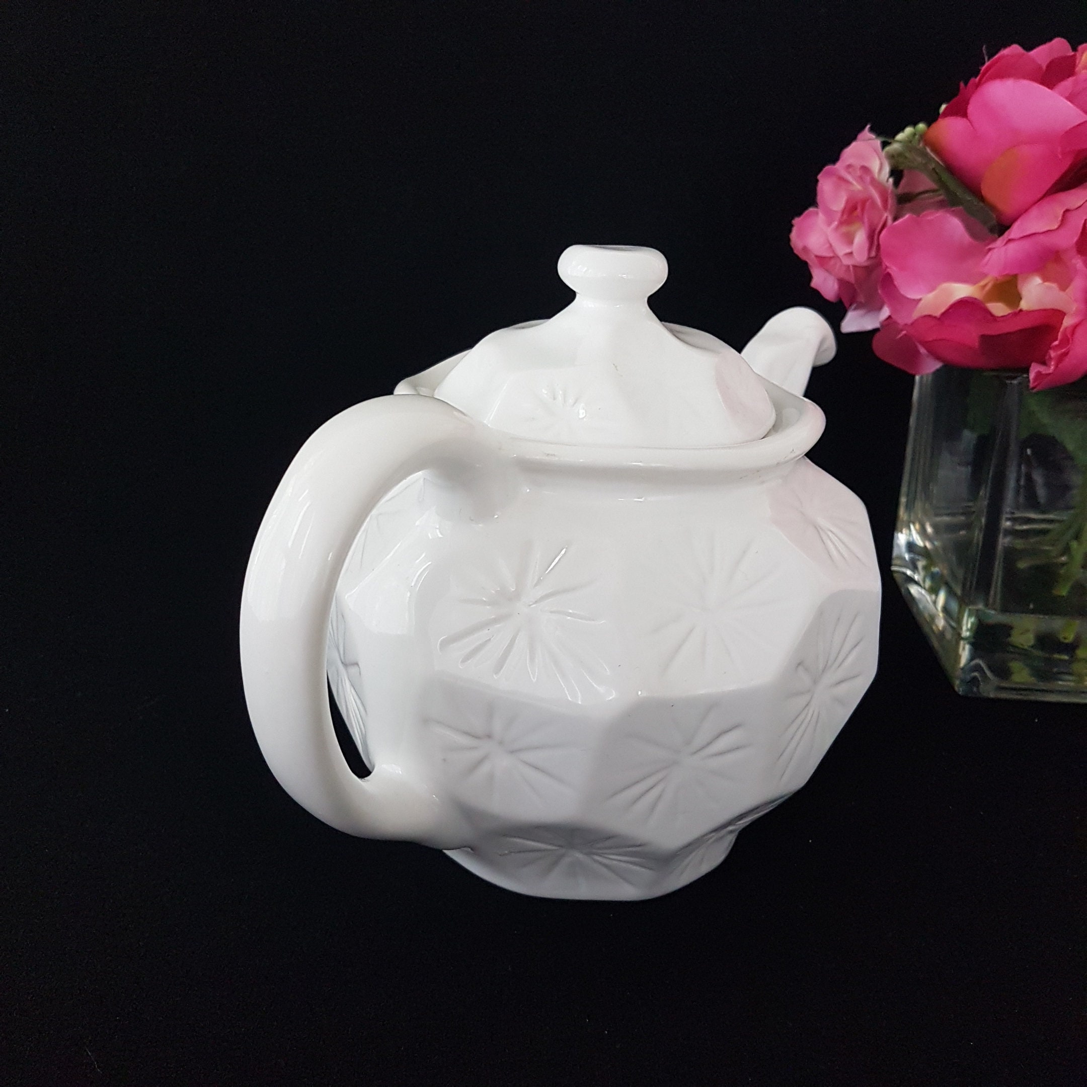 Vintage White Farval Portuguese Pottery, 4 Cup Teapot, Made in Portugal