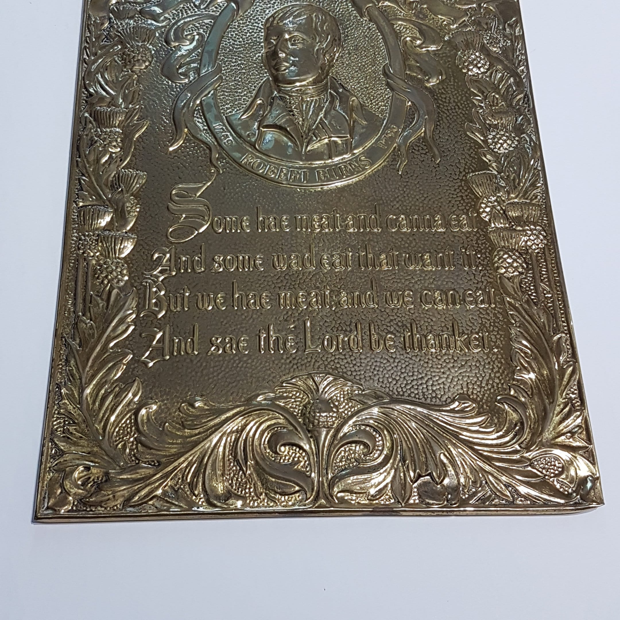 Robbie BURNS GRACE Vintage Brass Metal Wall Plaque, The Selkirk Grace ...