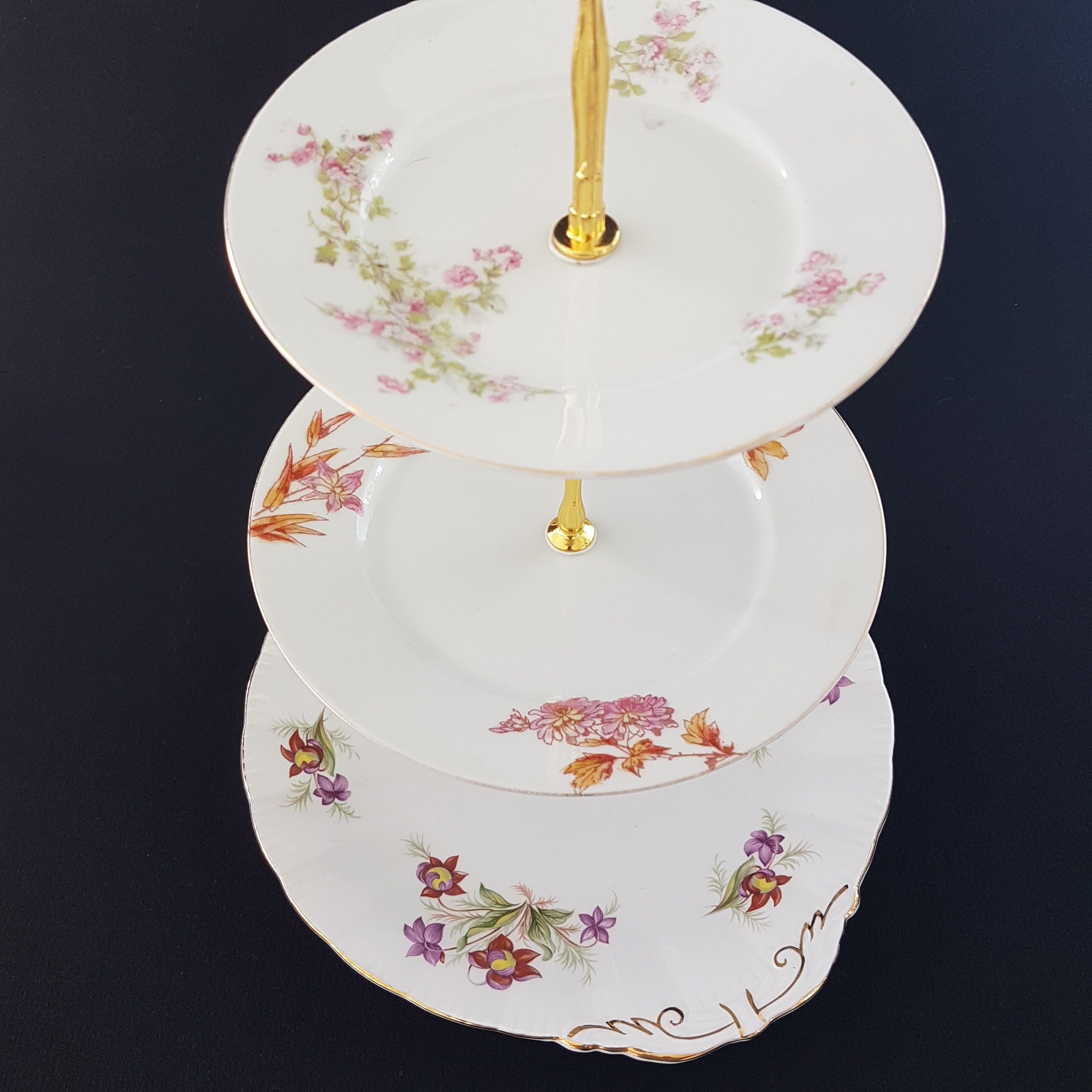 3 Tier Cake Stand Floral Tiered Plates, Bridgerton Tea Party Serving Tray