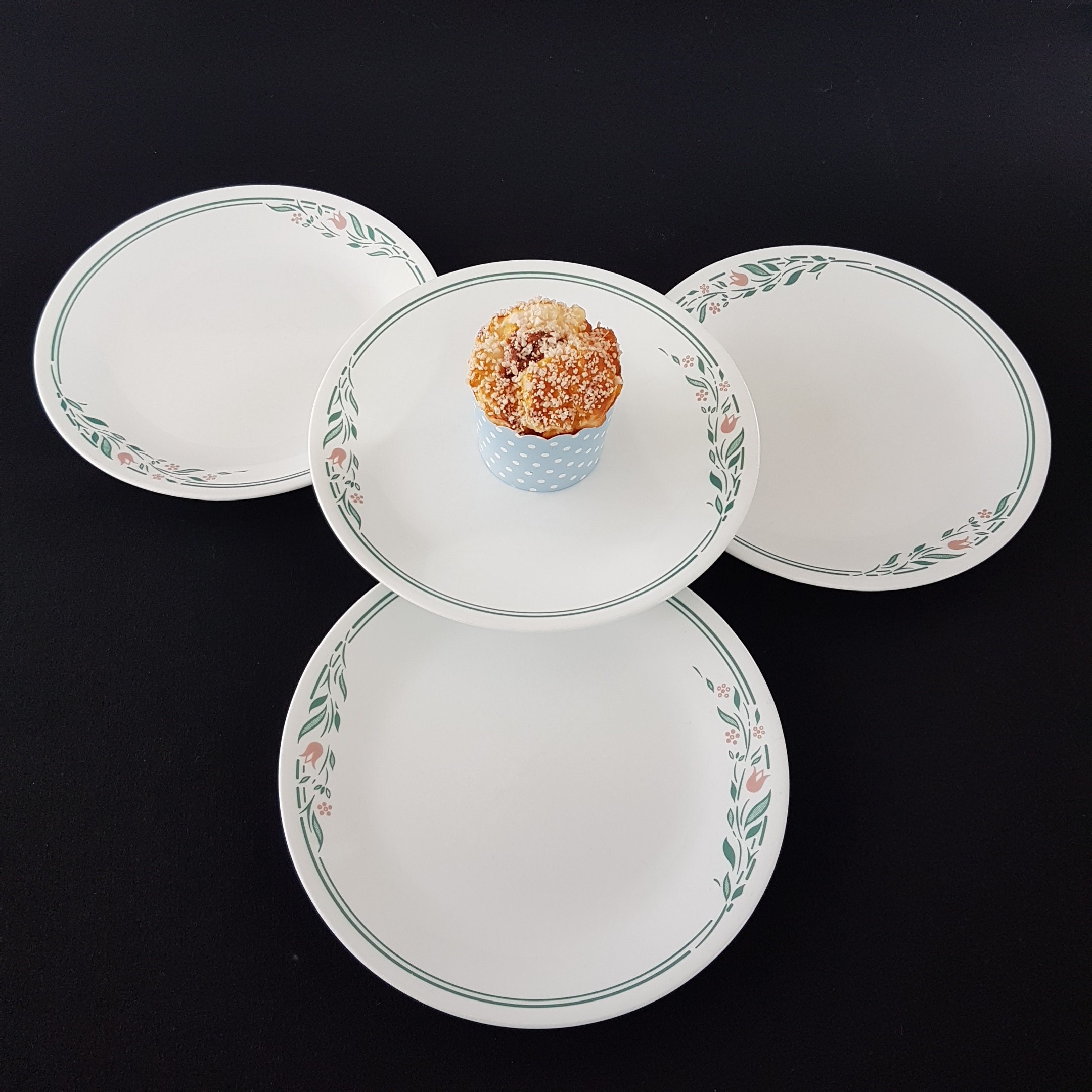 Vintage Corelle ROSEMARIE Luncheon Plates, 8.5 inch, Set of 4, Made in USA