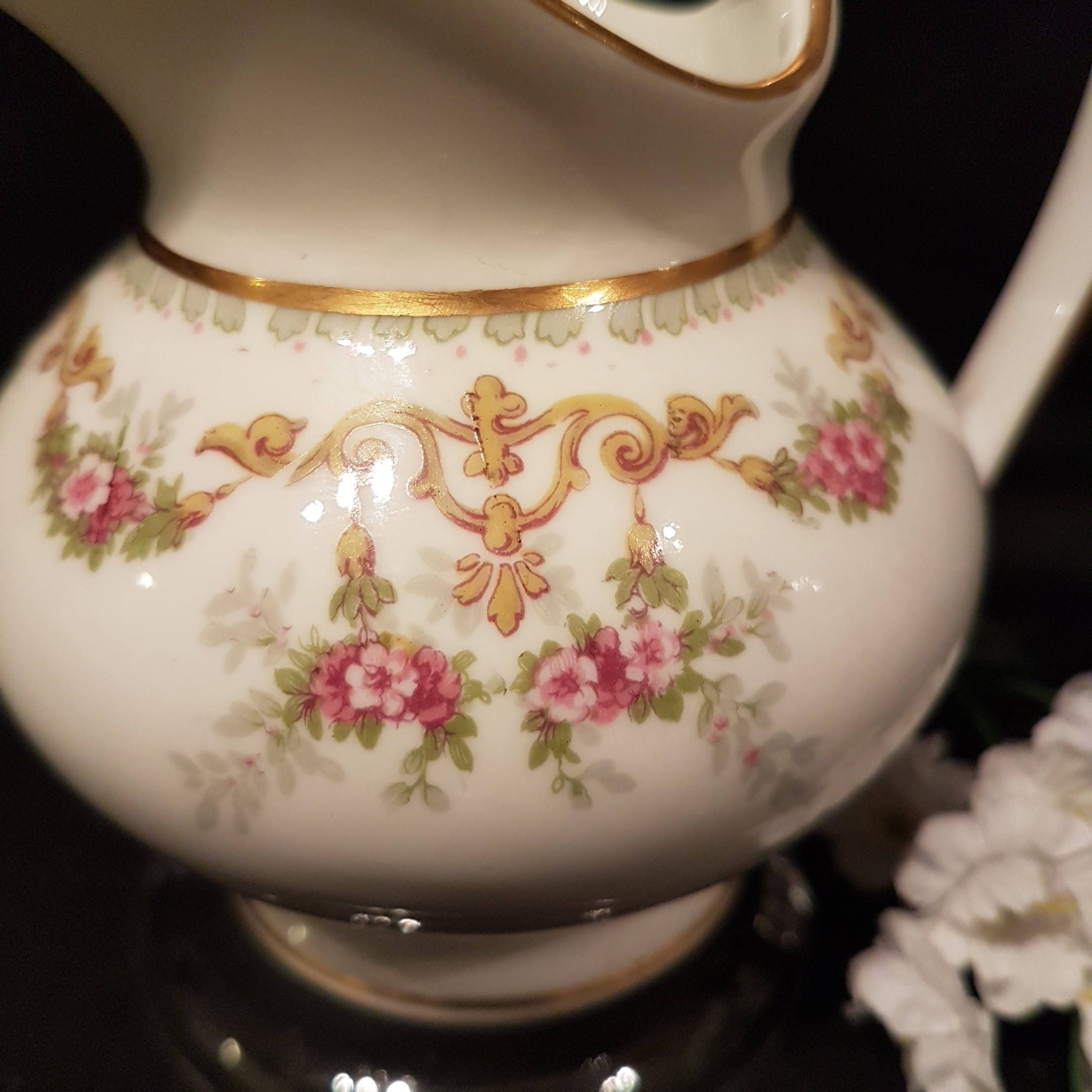 RARE 1800's Antique Limoges T&V, Old Bridal Rose, Made in France, Creamer