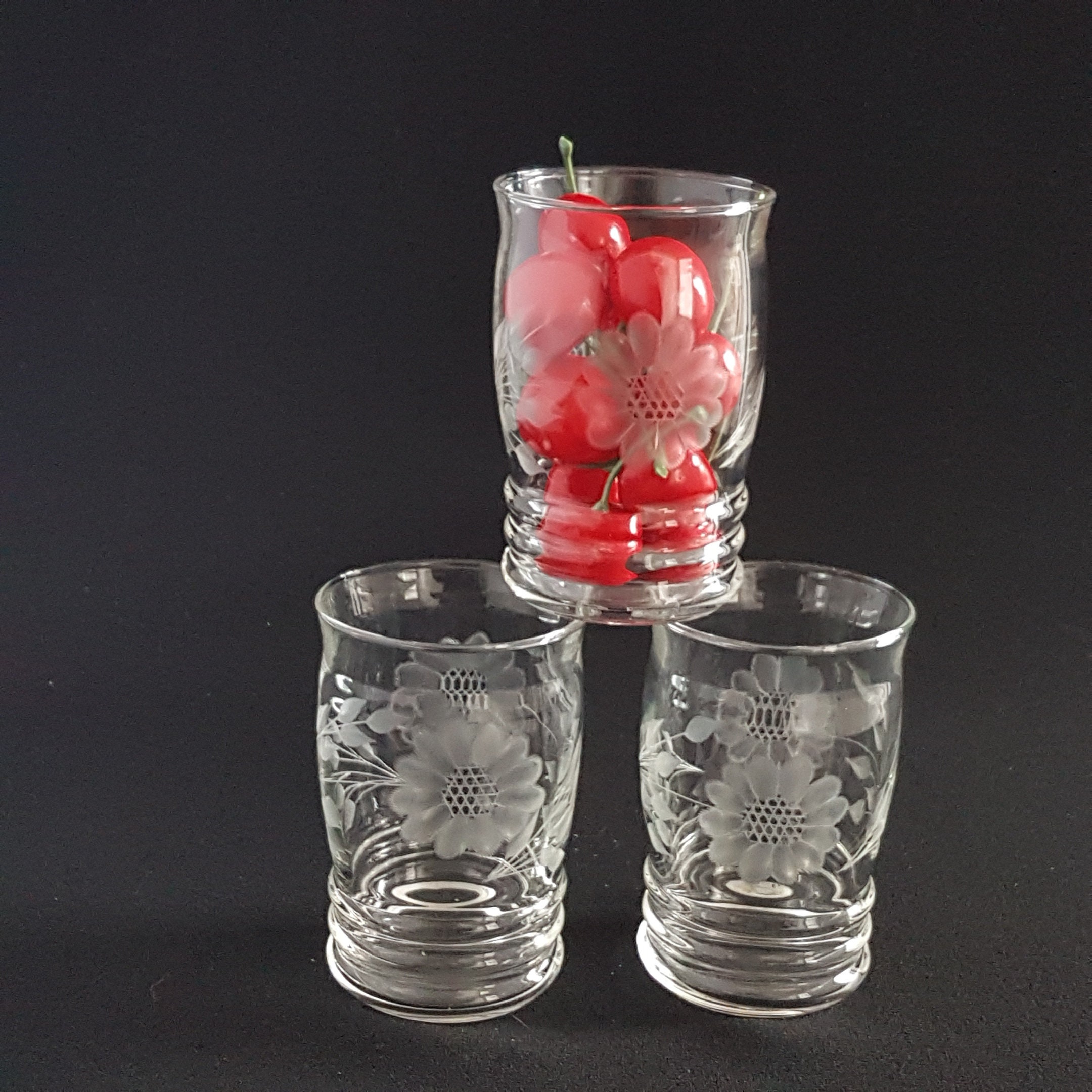 WJ Hughes Cornflower Crystal Bulbous Water Glasses, 8oz, Etched 12 ...